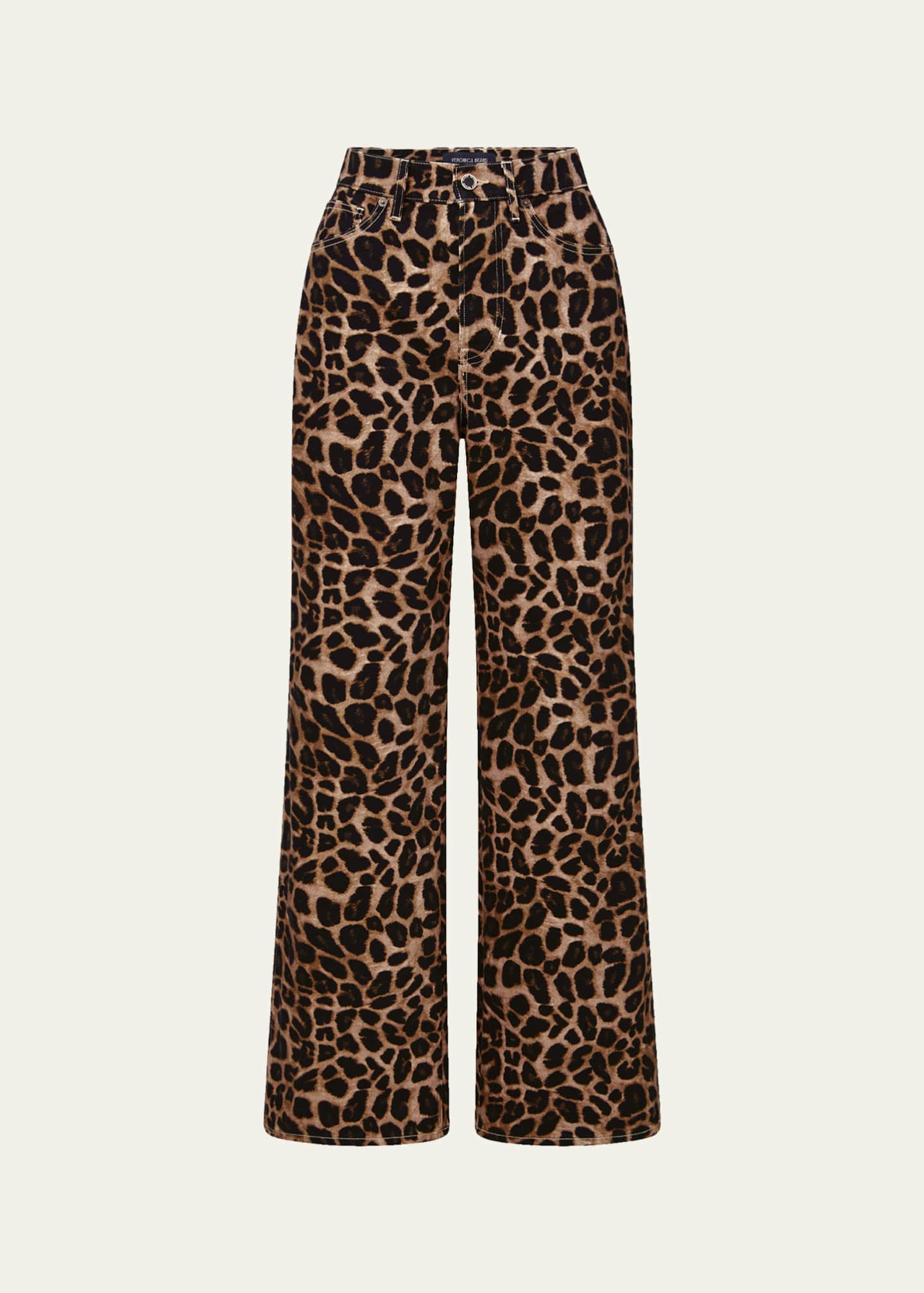 Veronica Beard Taylor High-Rise Wide-Leg Leopard Jeans with Chaps ...
