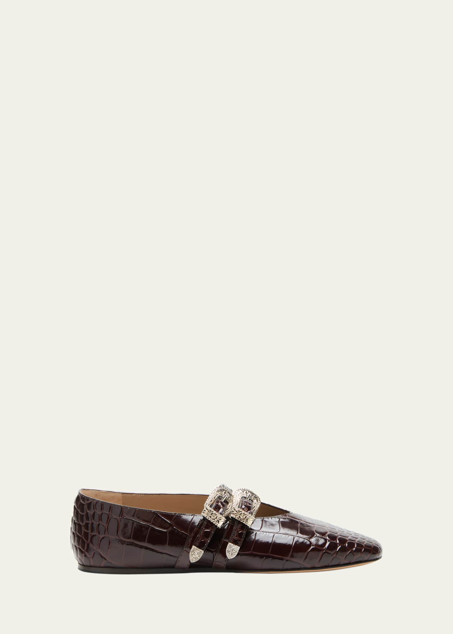 Le Monde Beryl Claudia Croc-Effect Leather Ballerina Flats - Bergdorf ...