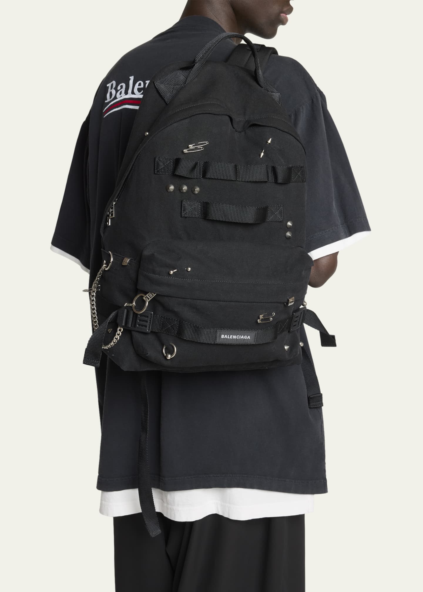 Balenciaga Men's Army Pierced Canvas Backpack - Bergdorf Goodman