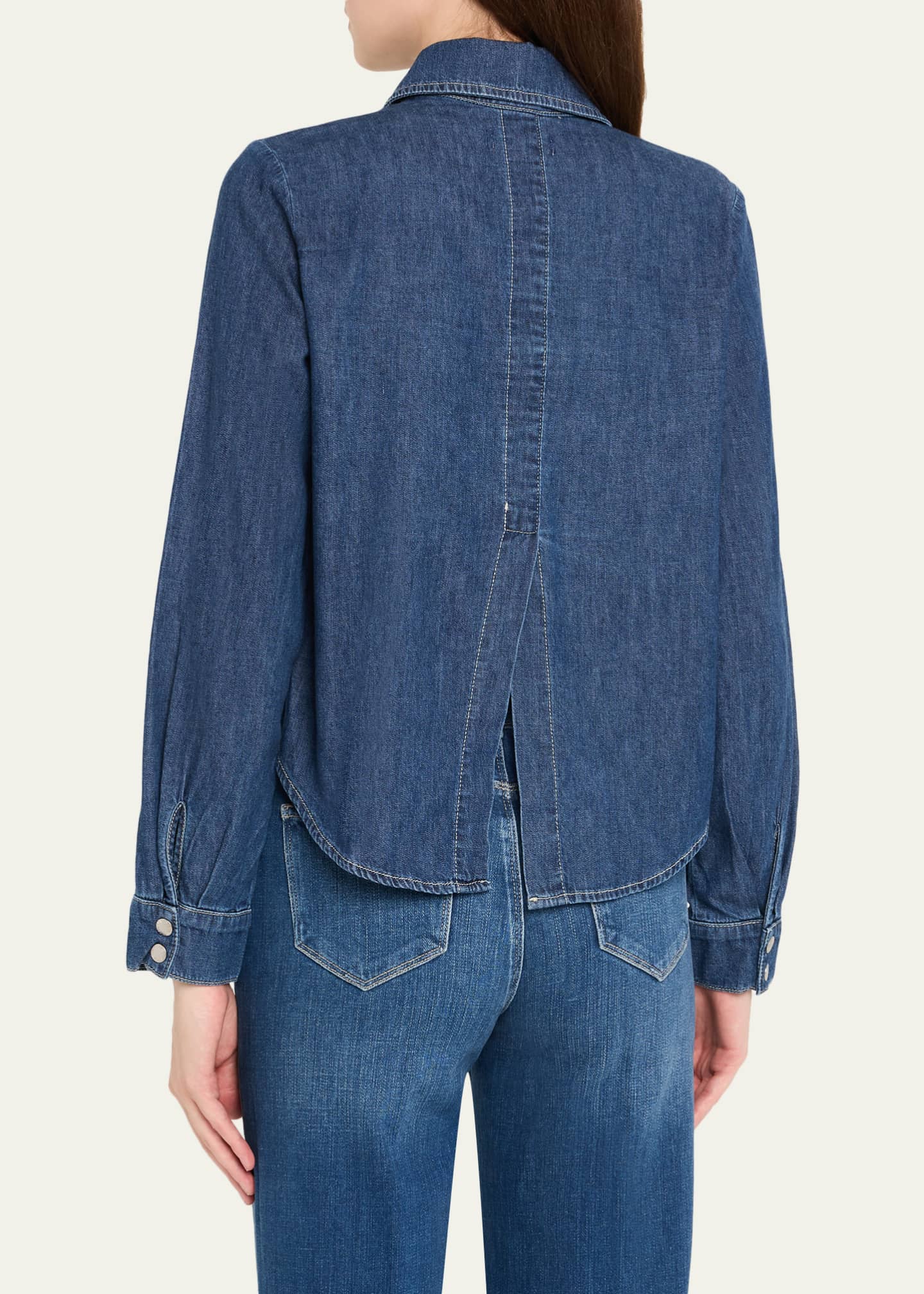 L'Agence Annette Long-Sleeve Denim Shirt - Bergdorf Goodman