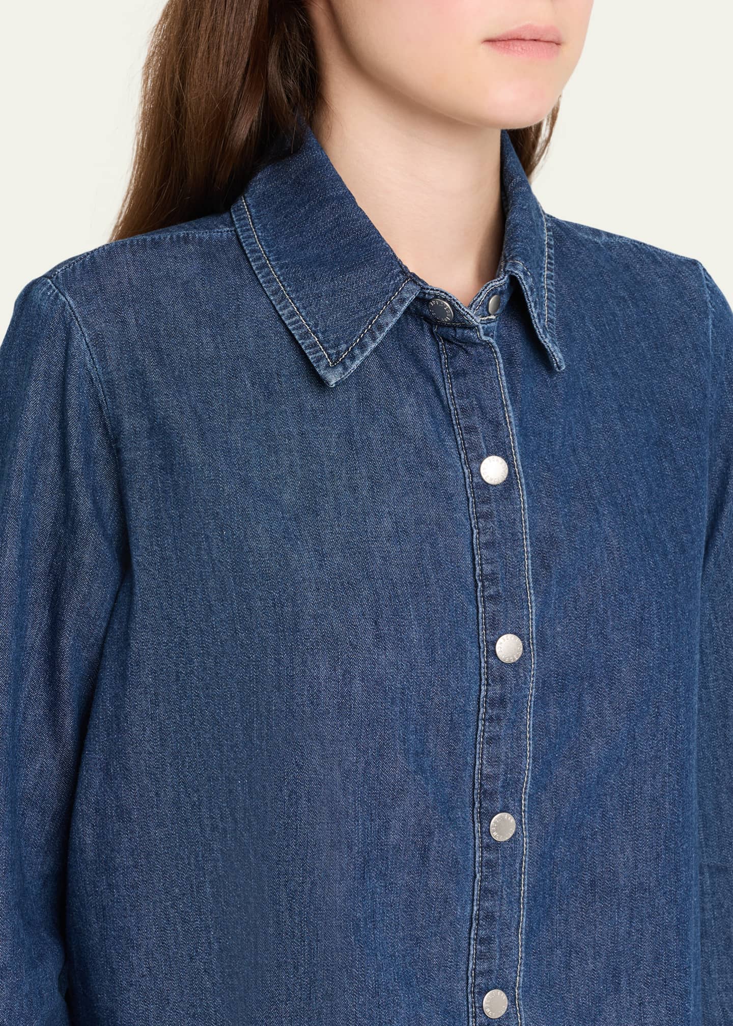 L'Agence Annette Long-Sleeve Denim Shirt - Bergdorf Goodman