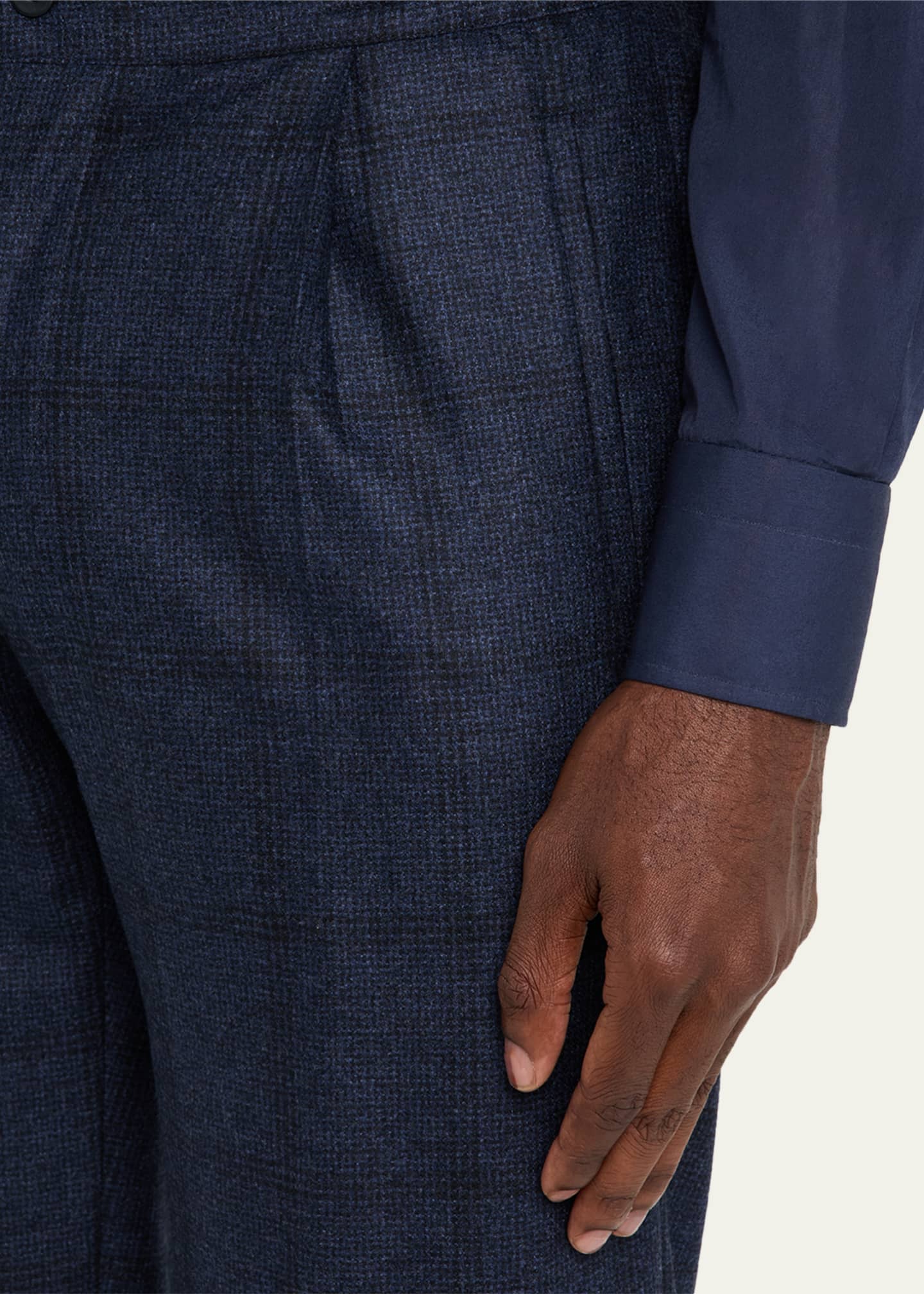 Kiton Men's Windowpane Pleated Stretch Pants - Bergdorf Goodman