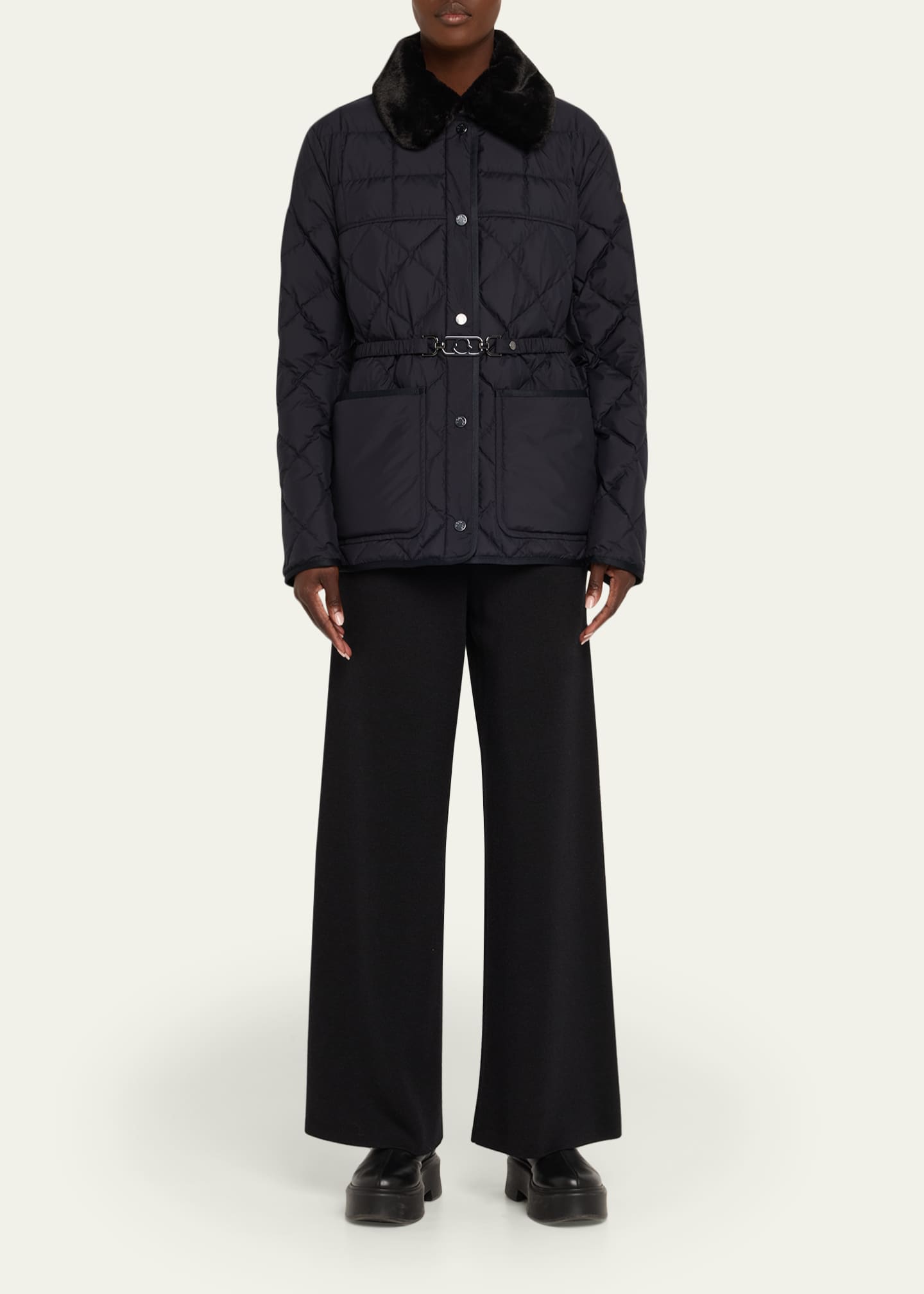 Moncler Cygne Faux Fur-Trimmed Down Jacket - Bergdorf Goodman