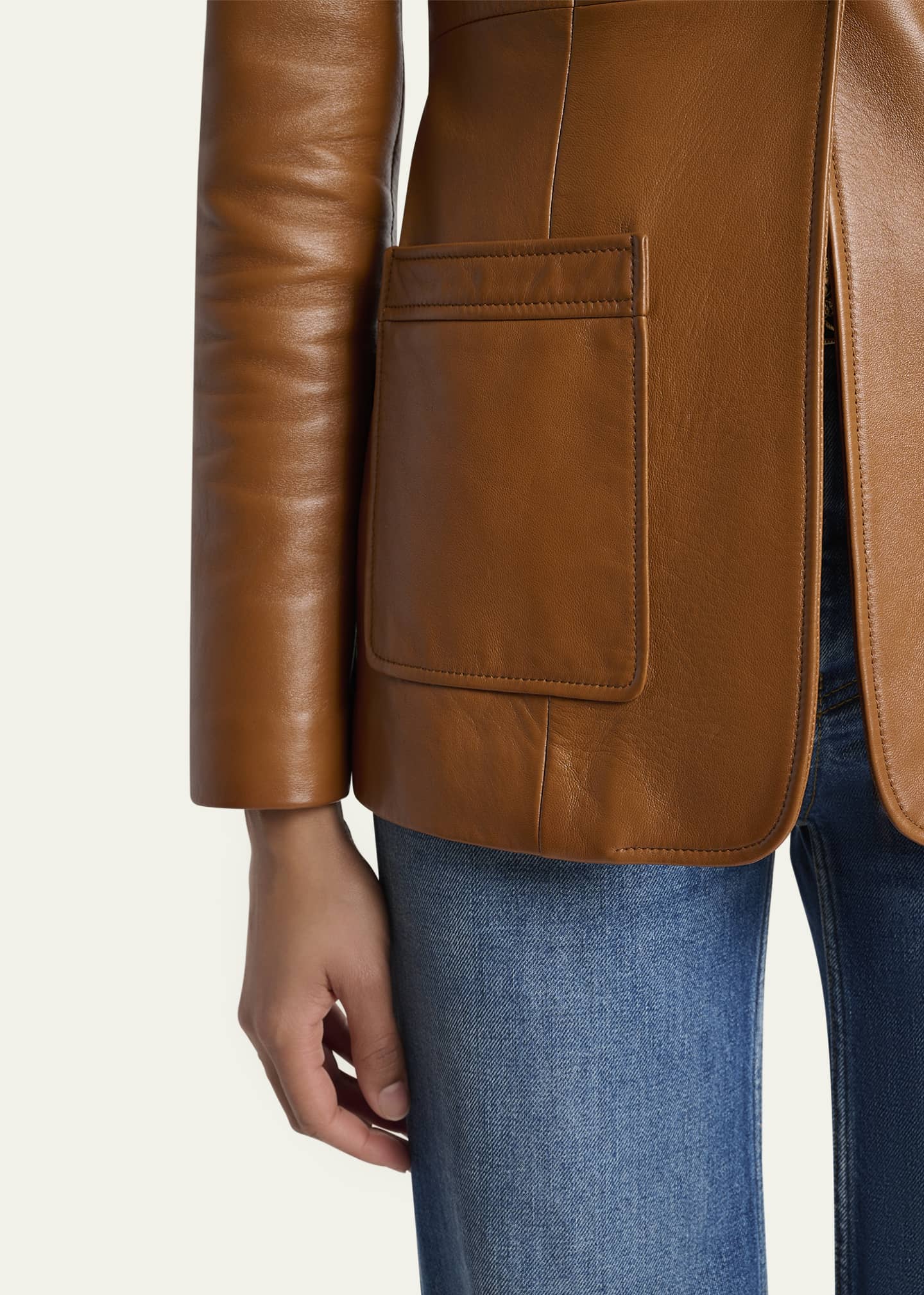 Chloe Slouch Leather Belted Single-Breasted Jacket - Bergdorf Goodman