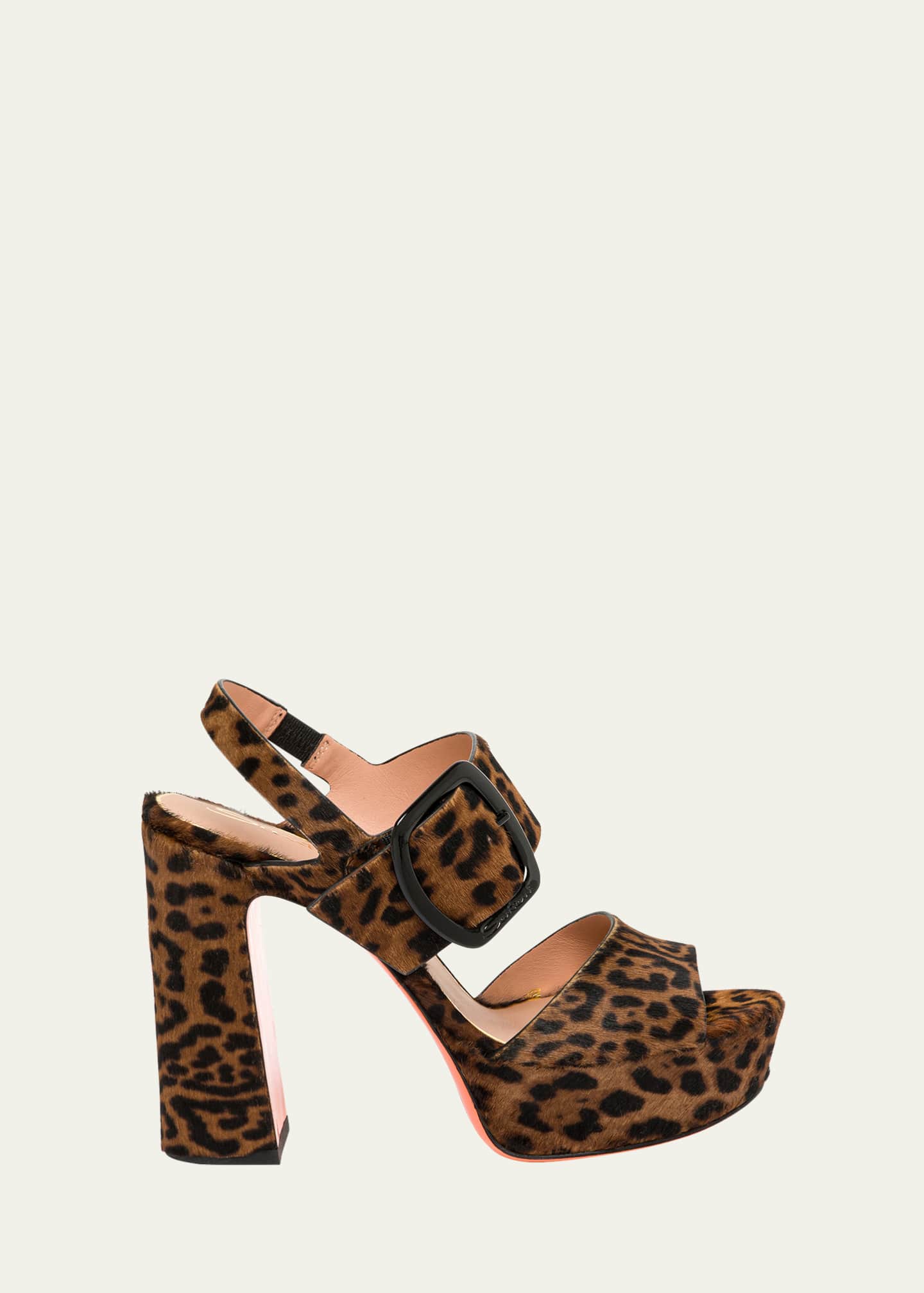 Santoni Bruxel Leopard-Print Calf Hair Platform Sandals - Bergdorf Goodman