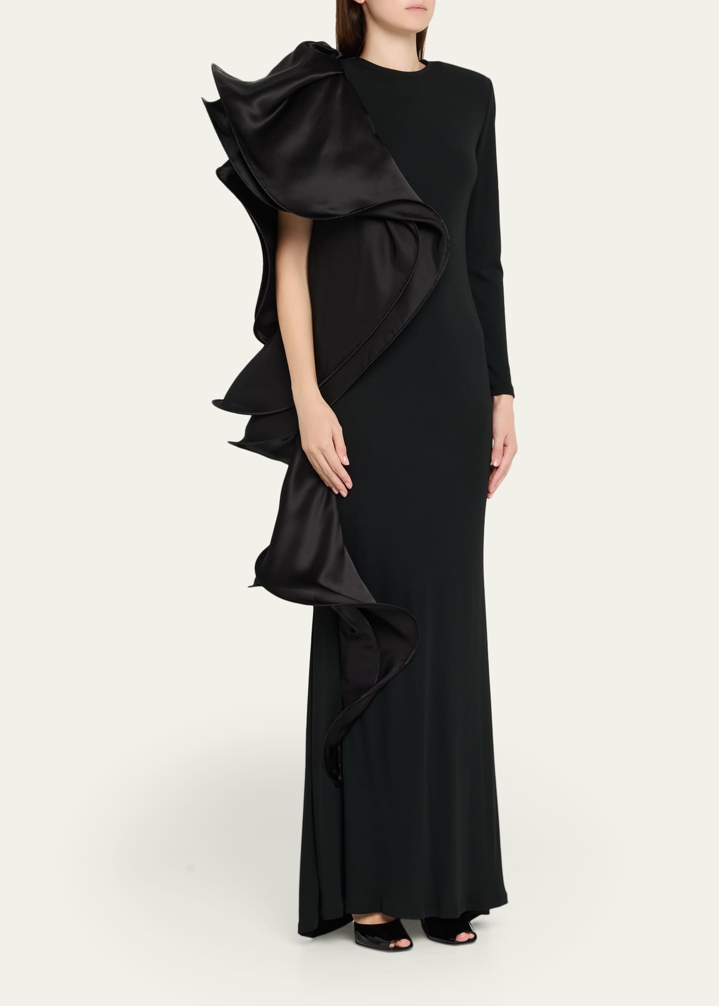 Stephane Rolland Paris Black Magic Ruffle Column Gown - Bergdorf Goodman