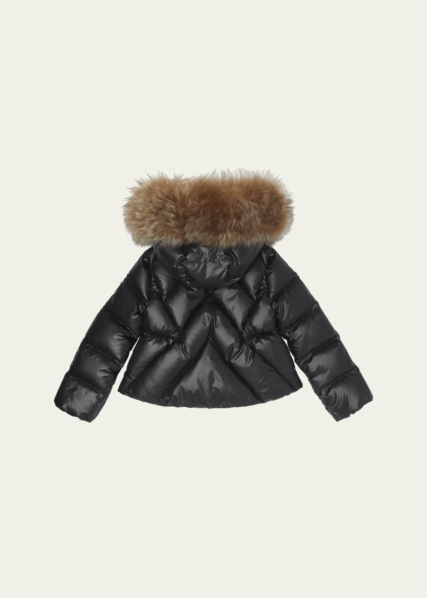 Moncler Girl's Domas Shearling Hooded Down Jacket, Size 12-14 ...