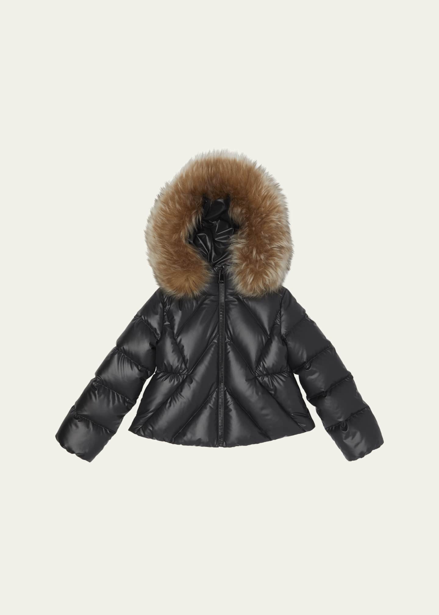 Moncler Girl's Domas Shearling Hooded Down Jacket, Size 12-14 ...