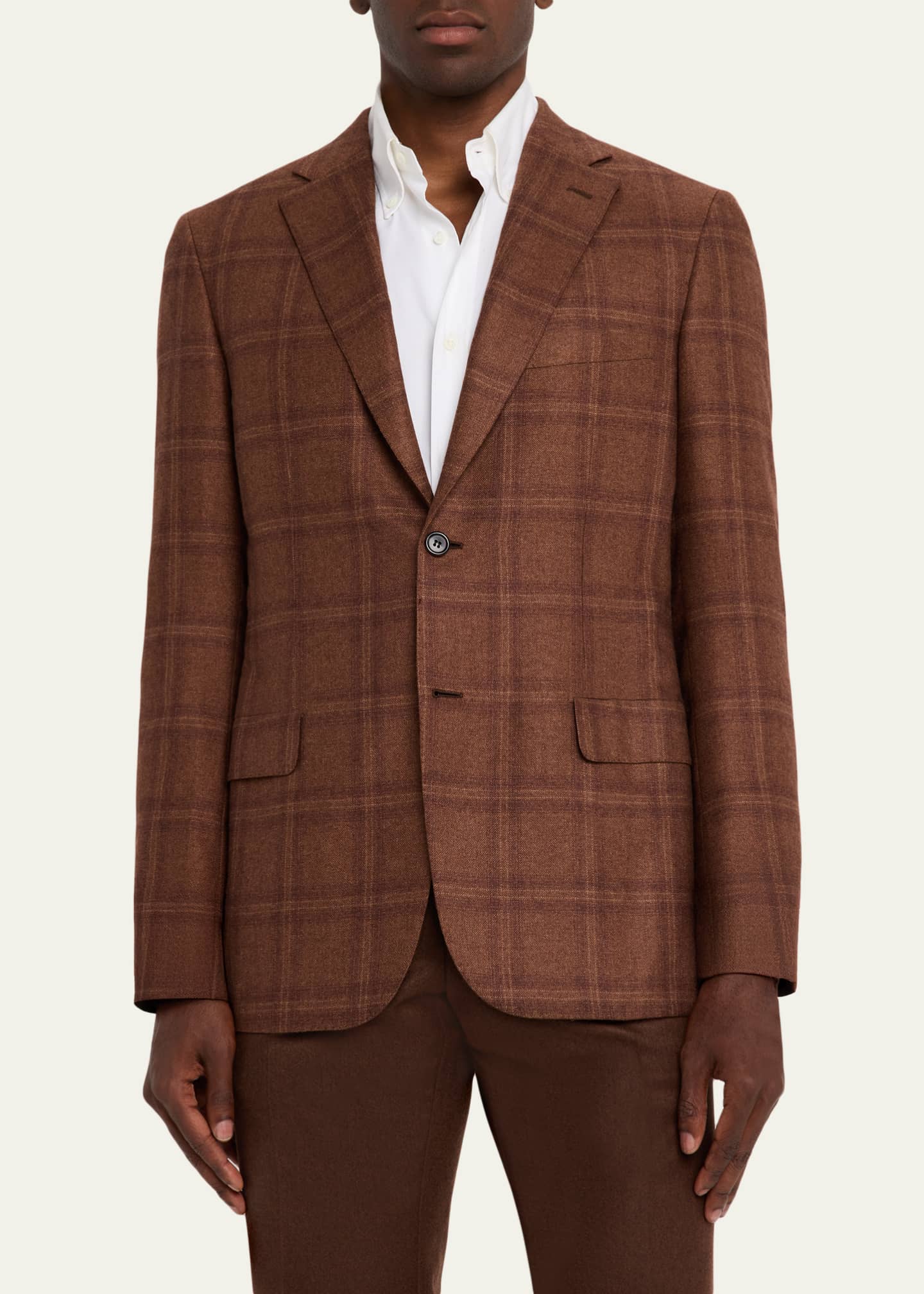 Brioni Men's Silk and Cashmere Tonal Plaid Sport Coat - Bergdorf Goodman