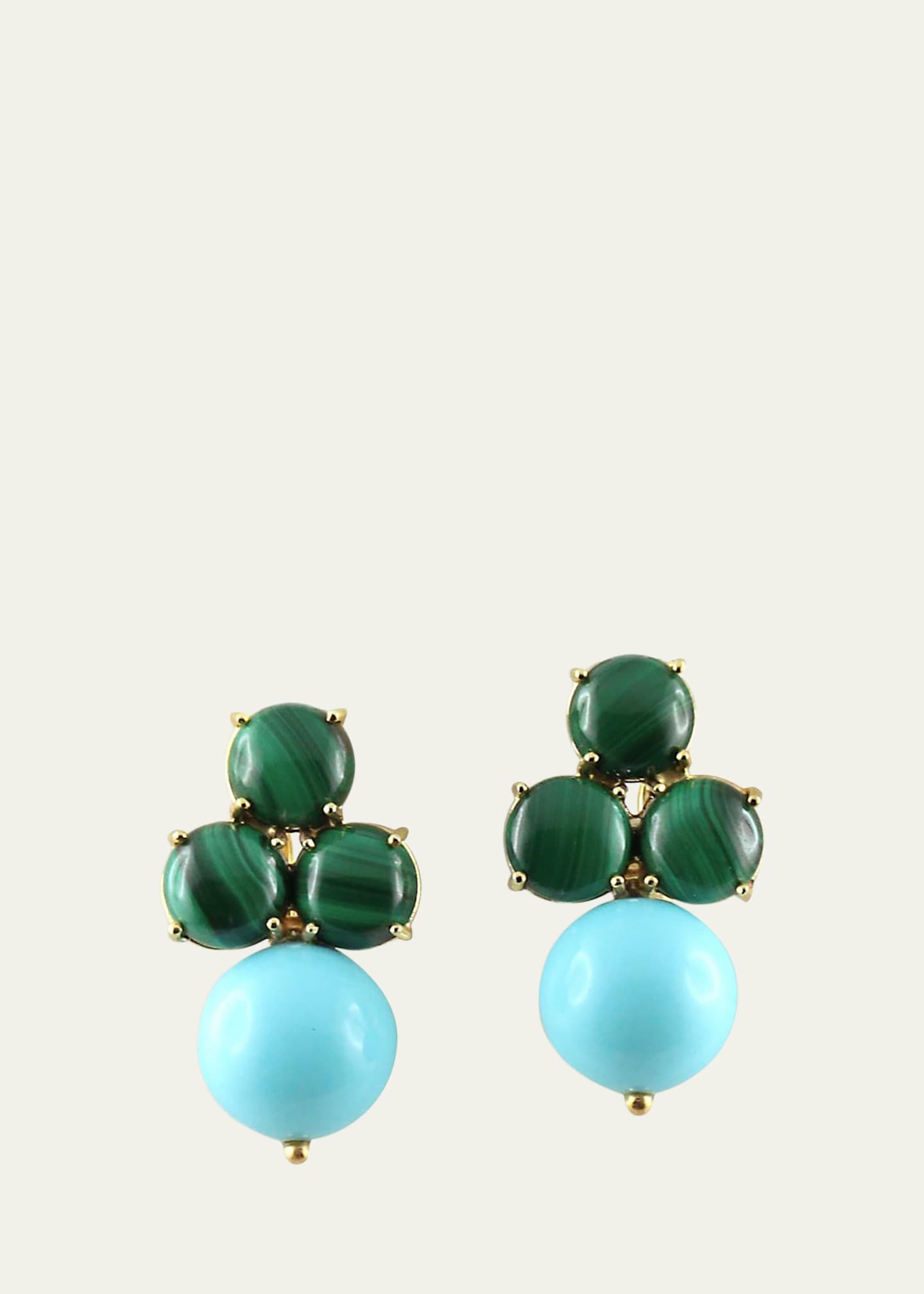 Grazia And Marica Vozza Tris and Boule Earrings with Malachite and ...