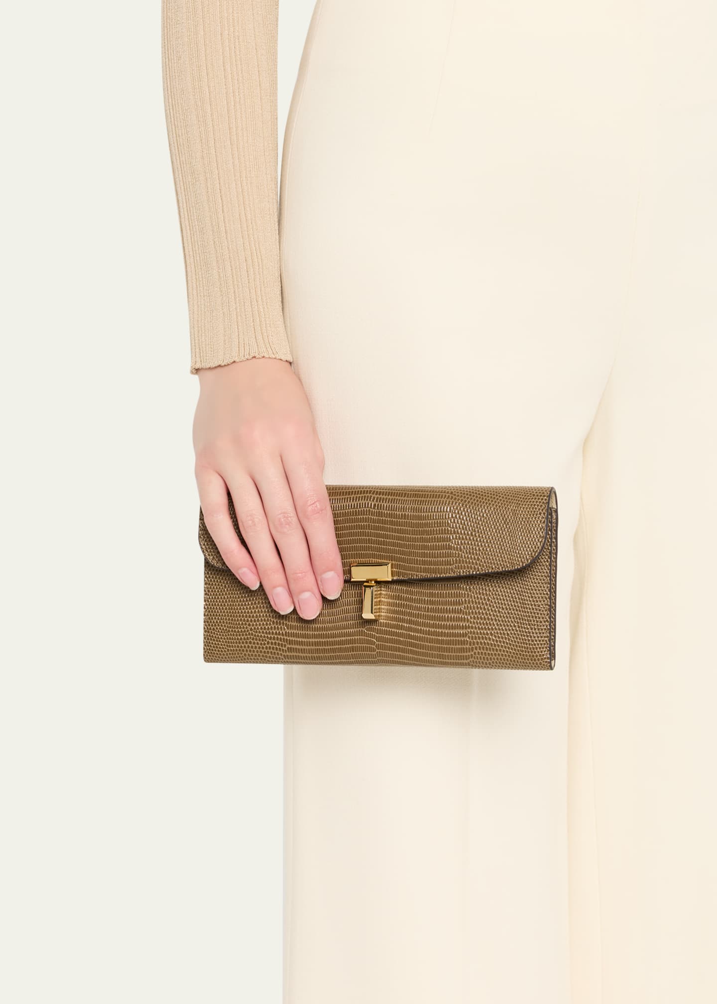 Toteme T-Lock Lizard-Embossed Leather Wallet - Bergdorf Goodman