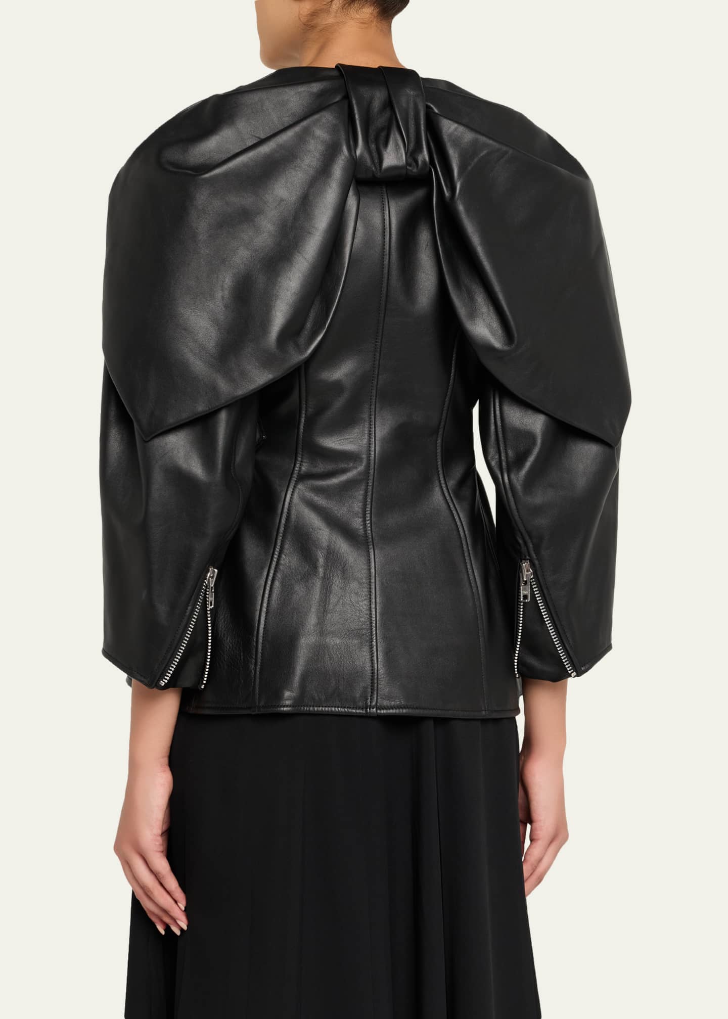 Simone Rocha Sculpted Bow Back Belted Biker Jacket - Bergdorf Goodman