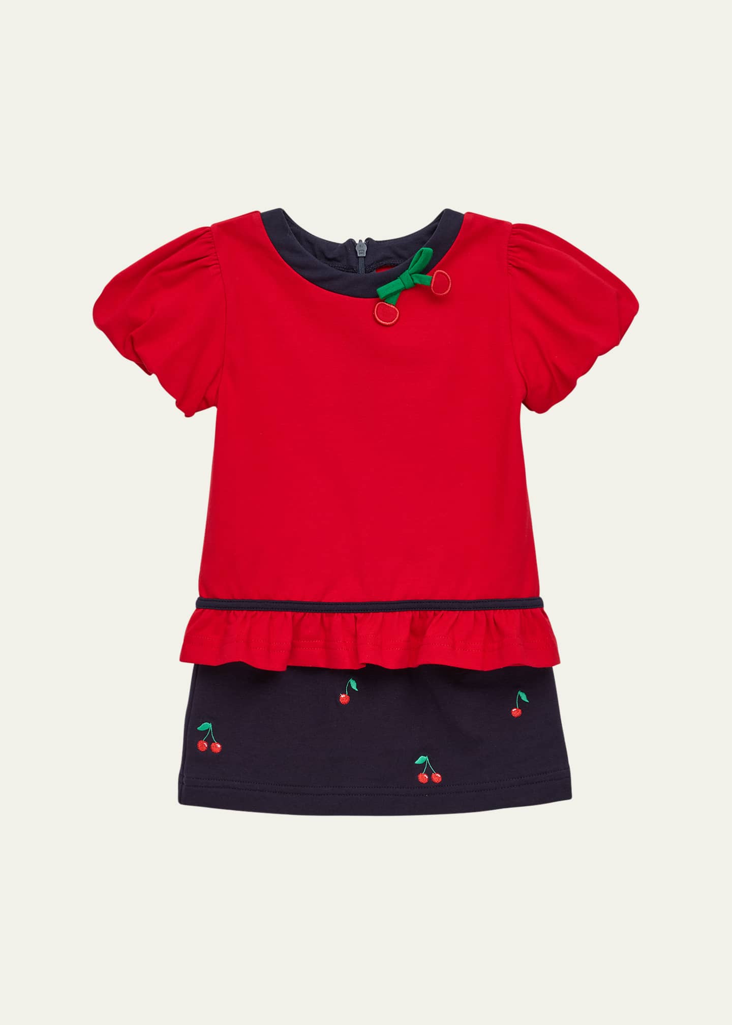 Florence Eiseman Girl's 2-Piece Embroidered Cherry Bubble-Sleeve Top & Skort Set, Size 2-6 ...