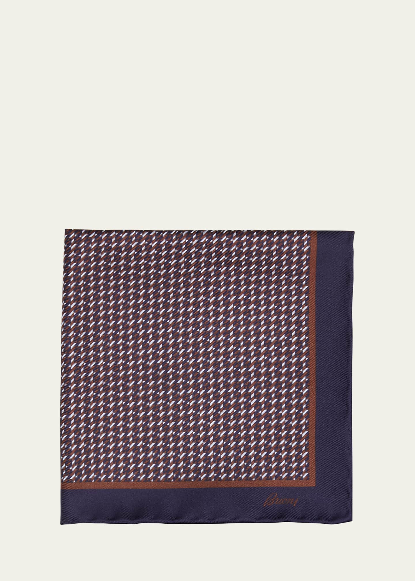 Brioni Men's Geometric Zig-Zag Silk Pocket Square - Bergdorf Goodman