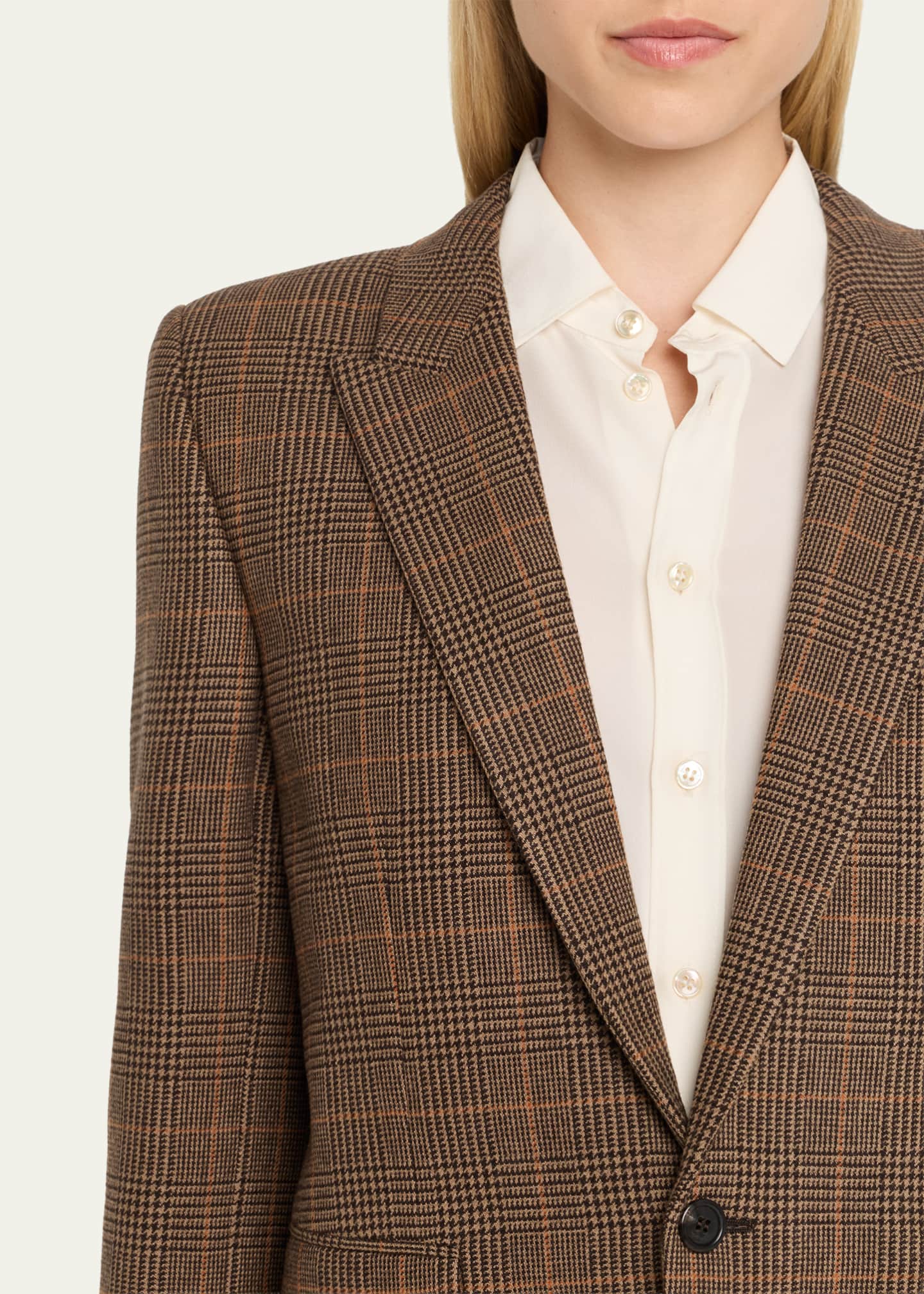 Saint Laurent Single-Breasted Slim Houndstooth Plaid Blazer - Bergdorf ...