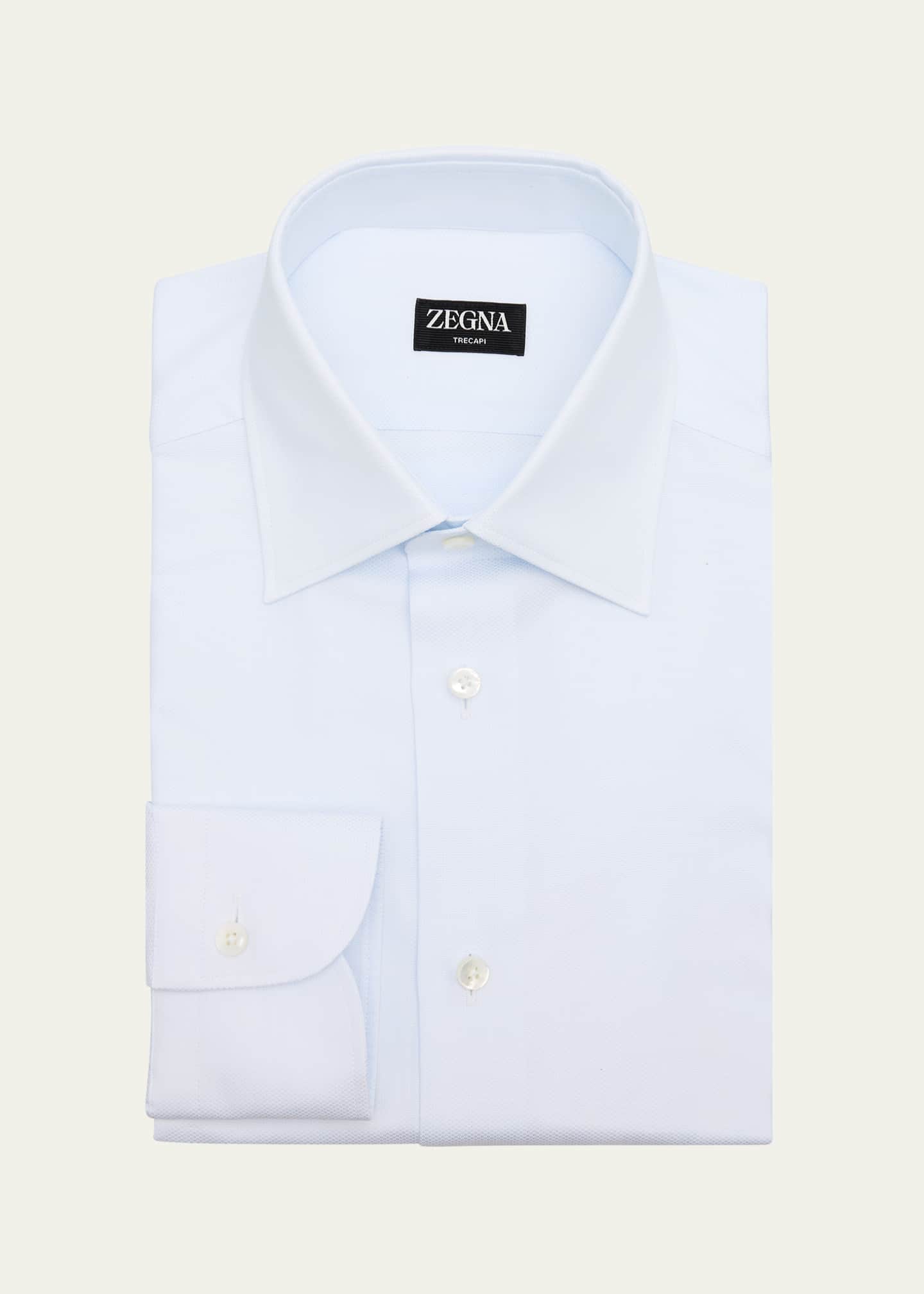 ZEGNA Men's Trecapi Textured Cotton Dress Shirt - Bergdorf Goodman