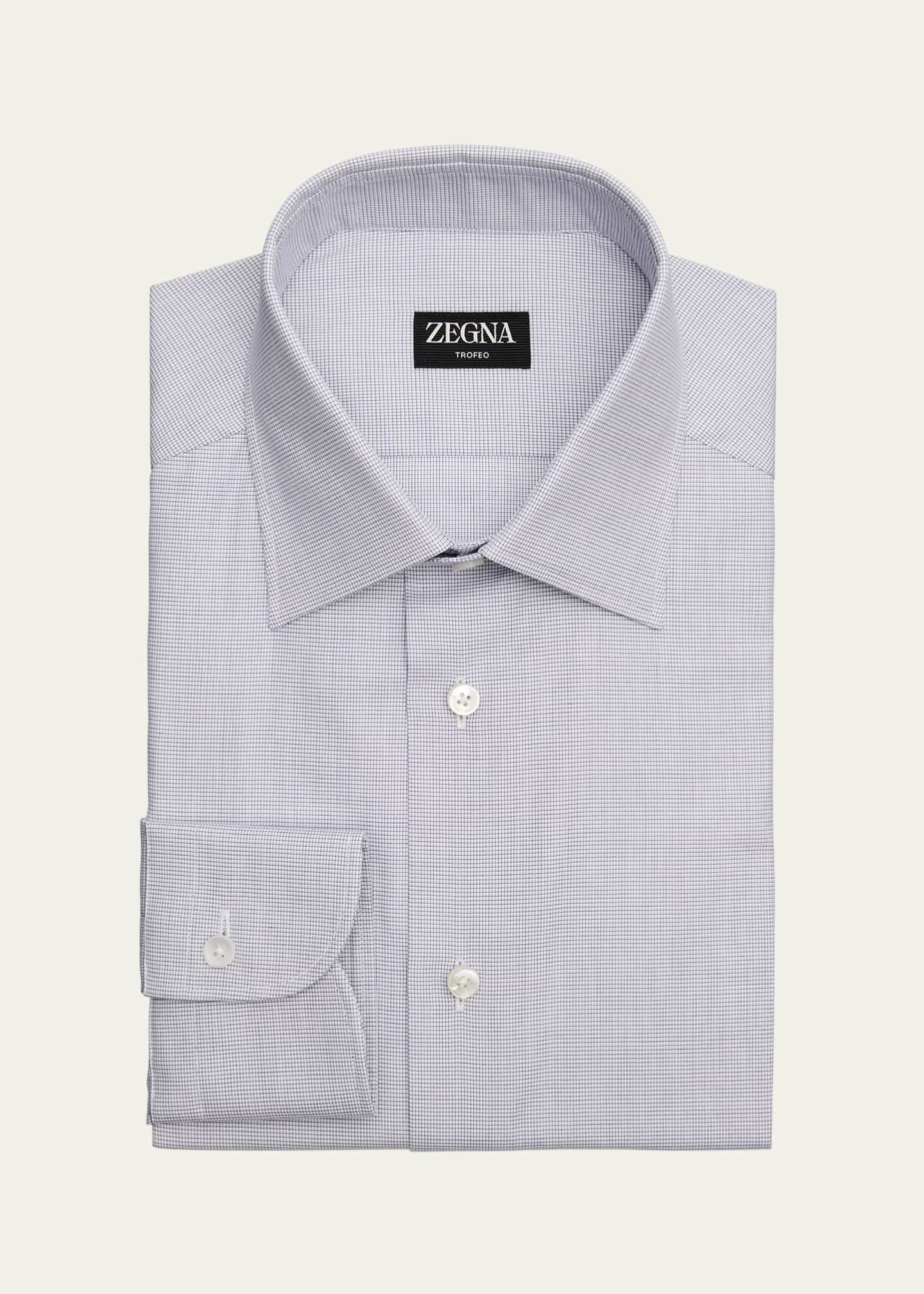 ZEGNA Men's Trofeo Cotton Nano Check Dress Shirt - Bergdorf Goodman