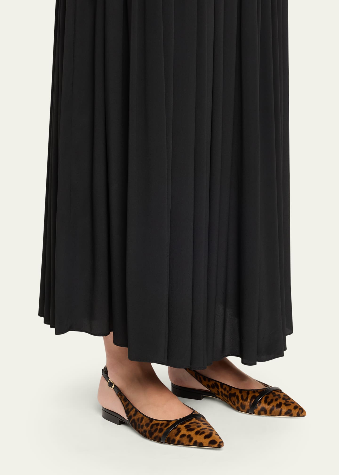 Malone Souliers Jama Leopard-Printed Calf Hair Slingback Flats ...