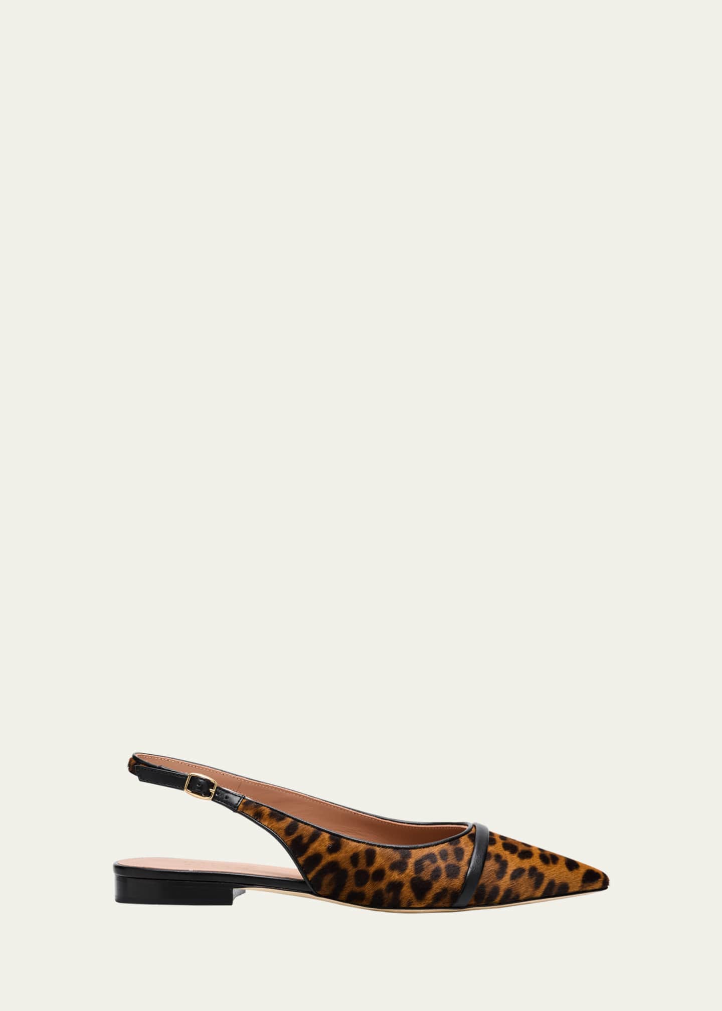Malone Souliers Jama Leopard-Printed Calf Hair Slingback Flats ...