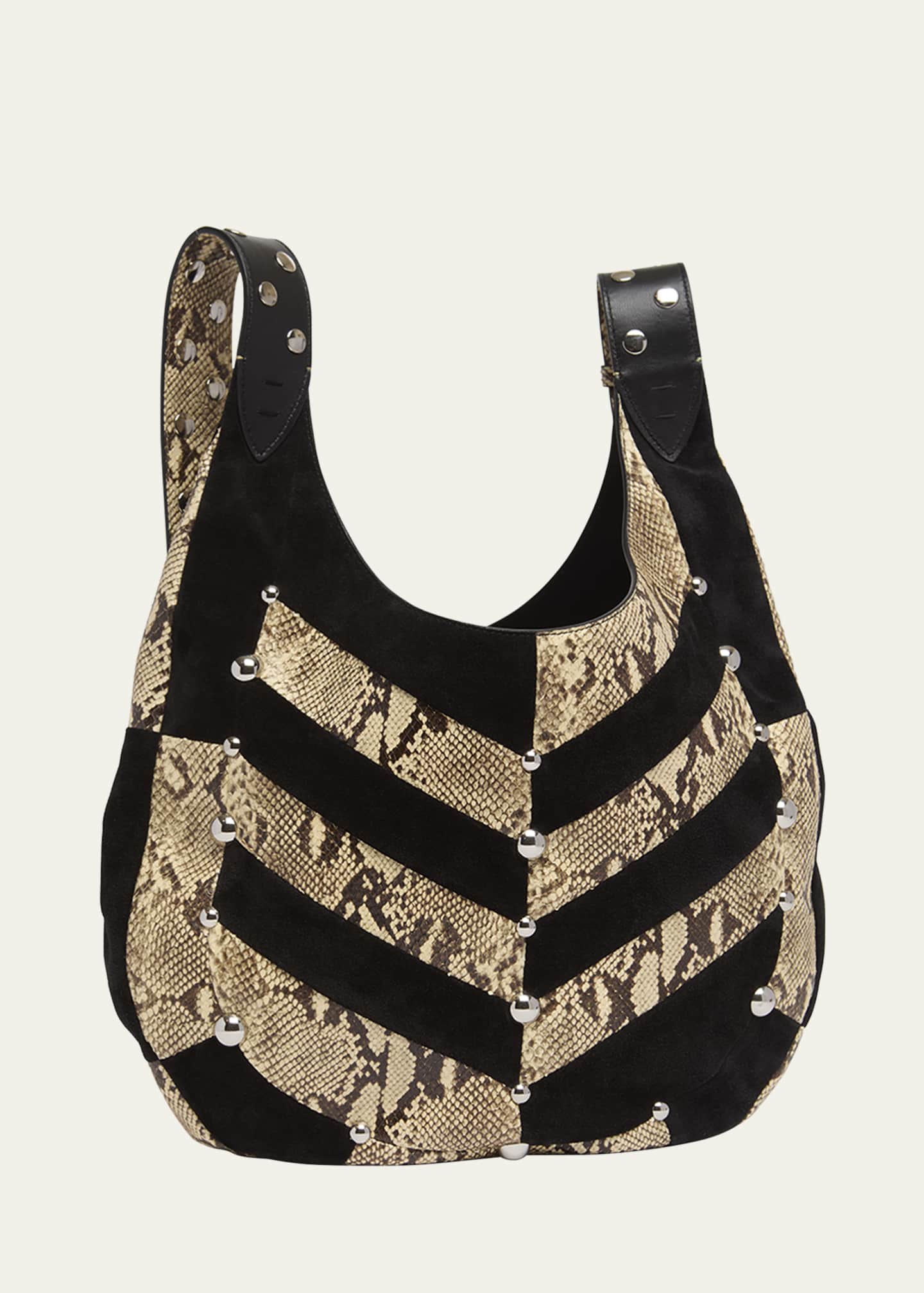 Valentino Garavani Patchwork Suede & Python Hobo Bag - Bergdorf Goodman