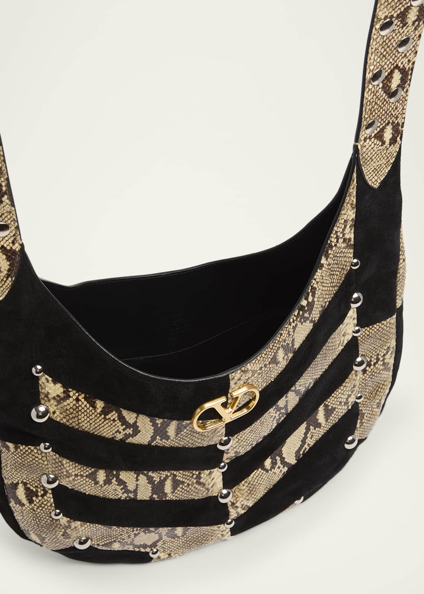 Valentino Garavani Patchwork Suede & Python Hobo Bag - Bergdorf Goodman