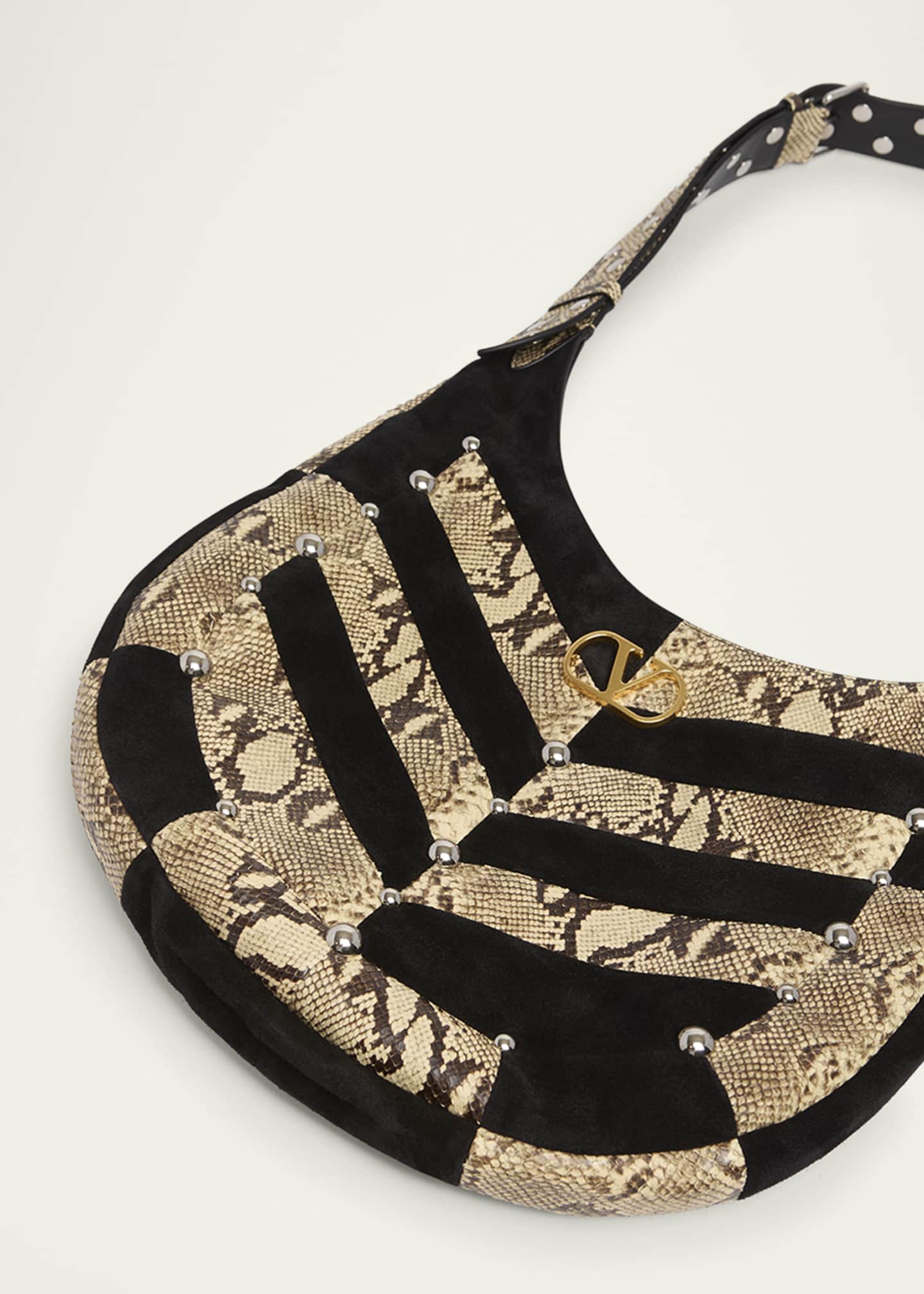 Valentino Garavani Patchwork Suede & Python Hobo Bag - Bergdorf Goodman
