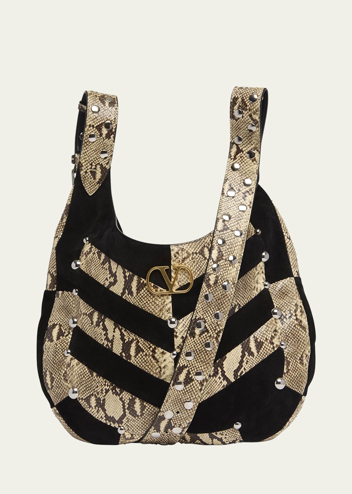 Valentino Garavani Patchwork Suede & Python Hobo Bag - Bergdorf Goodman