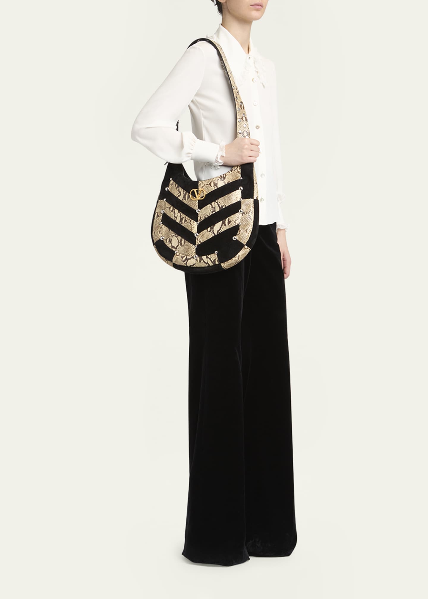 Valentino Garavani Patchwork Suede & Python Hobo Bag - Bergdorf Goodman