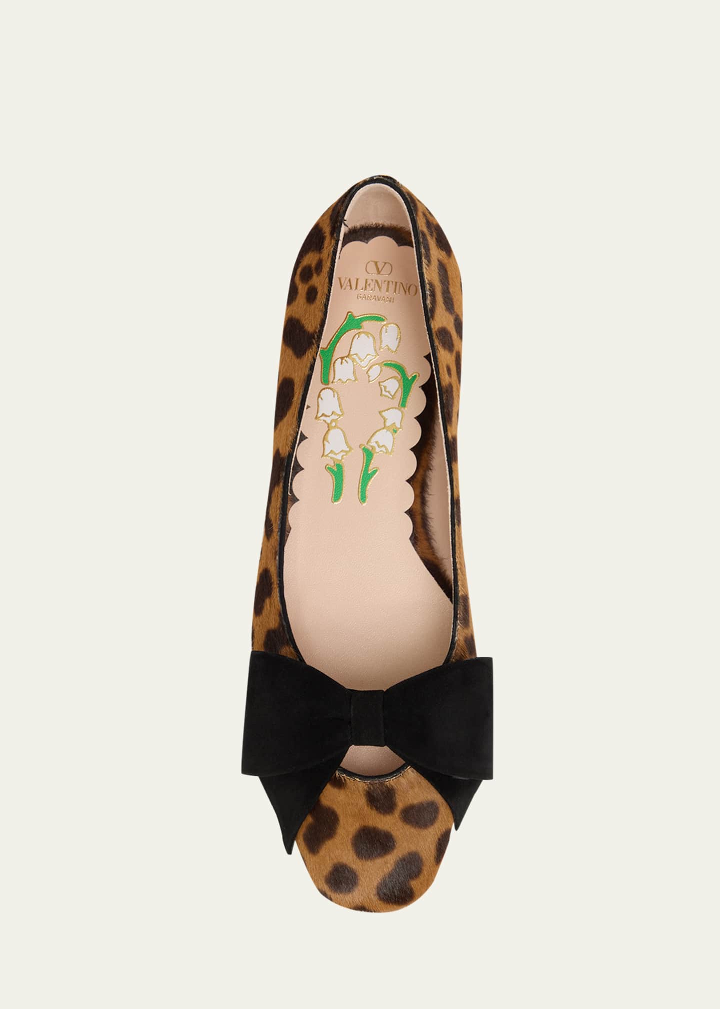 Valentino Garavani Bowow Leopard Calf Hair Ballerina Flats - Bergdorf ...