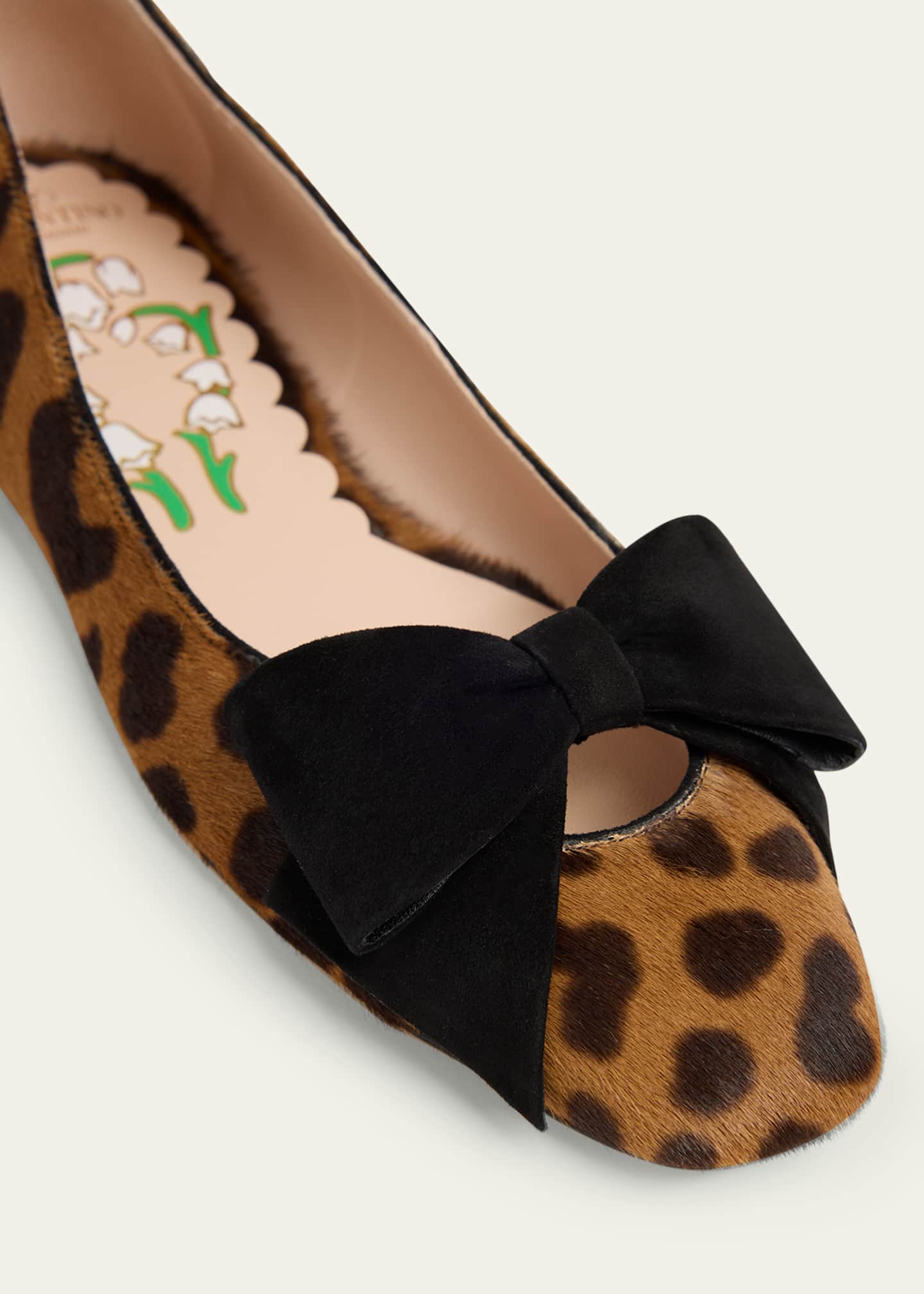 Valentino Garavani Bowow Leopard Calf Hair Ballerina Flats - Bergdorf ...