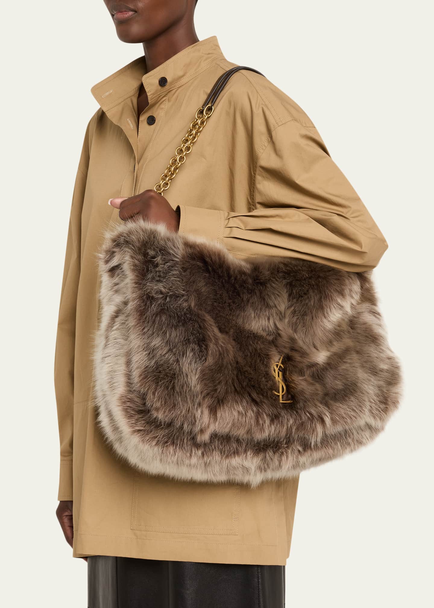 Saint Laurent Jamie 4.3 Large YSL Shearling Shoulder Bag - Bergdorf Goodman