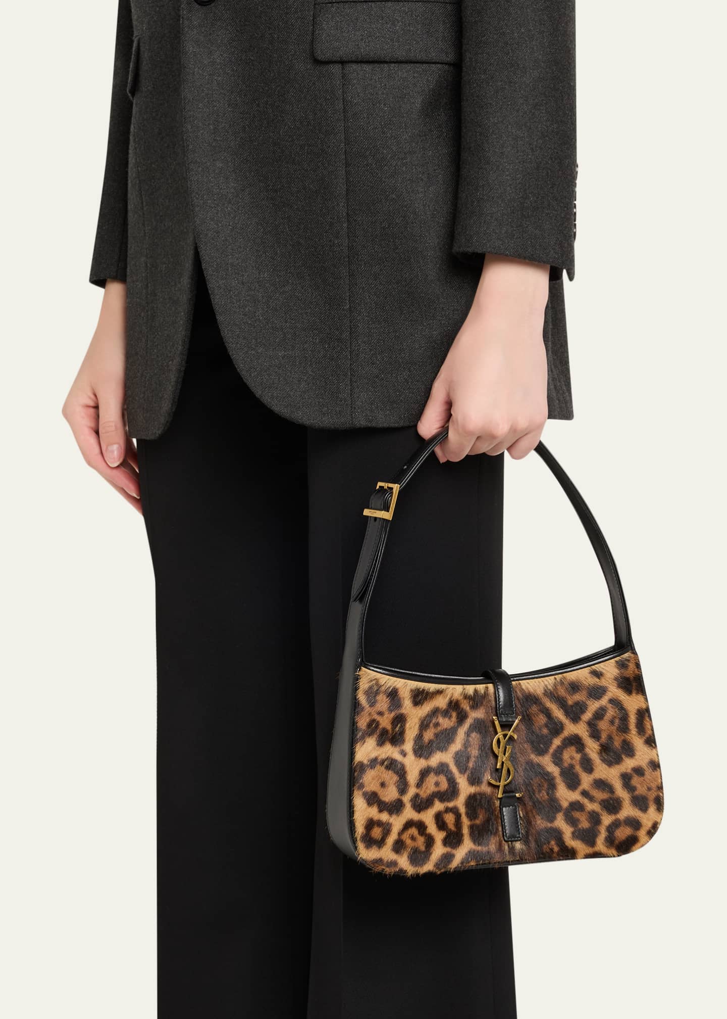 Saint Laurent Le 5 A 7 Shoulder Bag in Leopard-Print Calf Hair ...