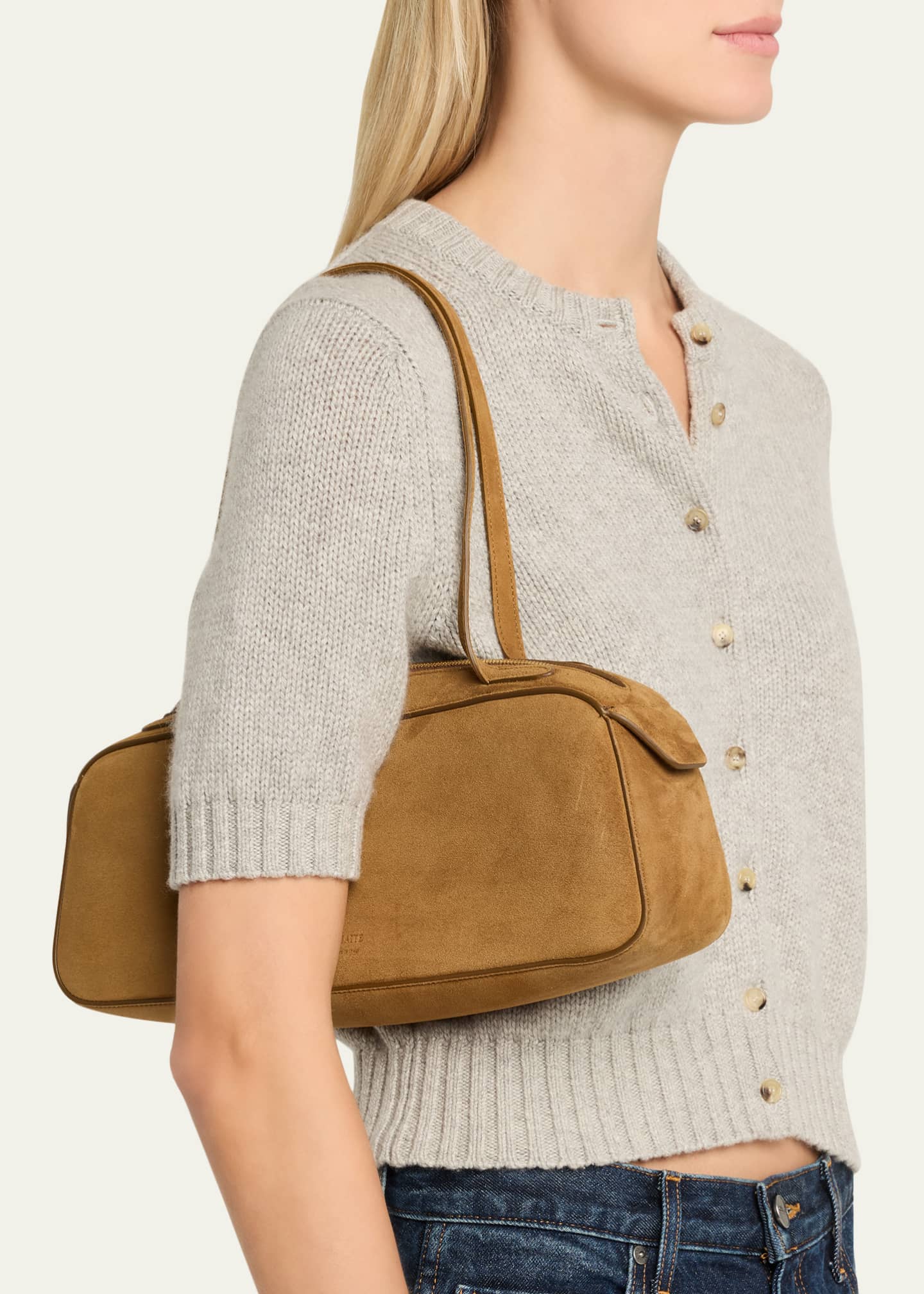 Khaite Simona Zip Suede Shoulder Bag - Bergdorf Goodman