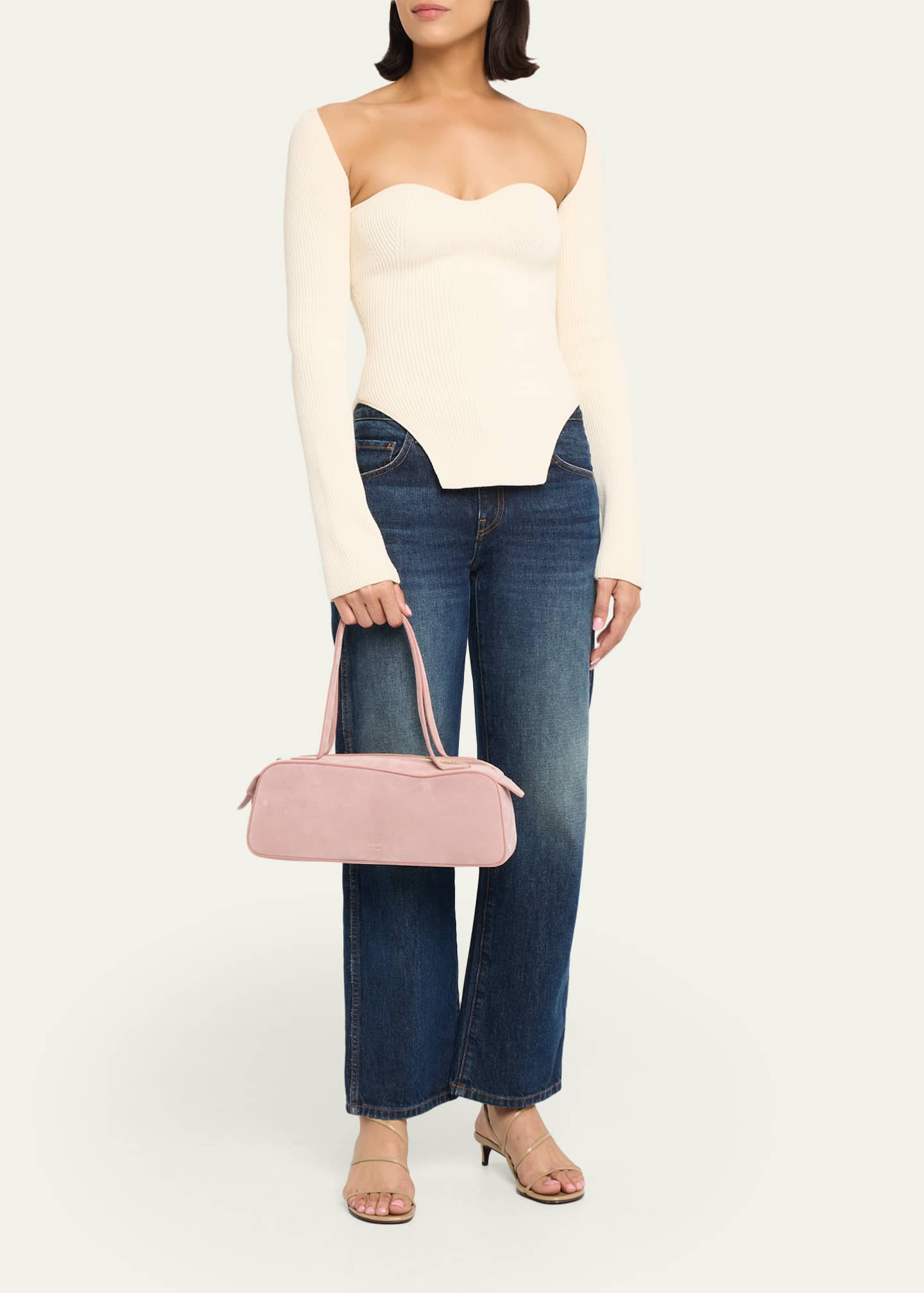 Khaite Simona Zip Suede Shoulder Bag - Bergdorf Goodman
