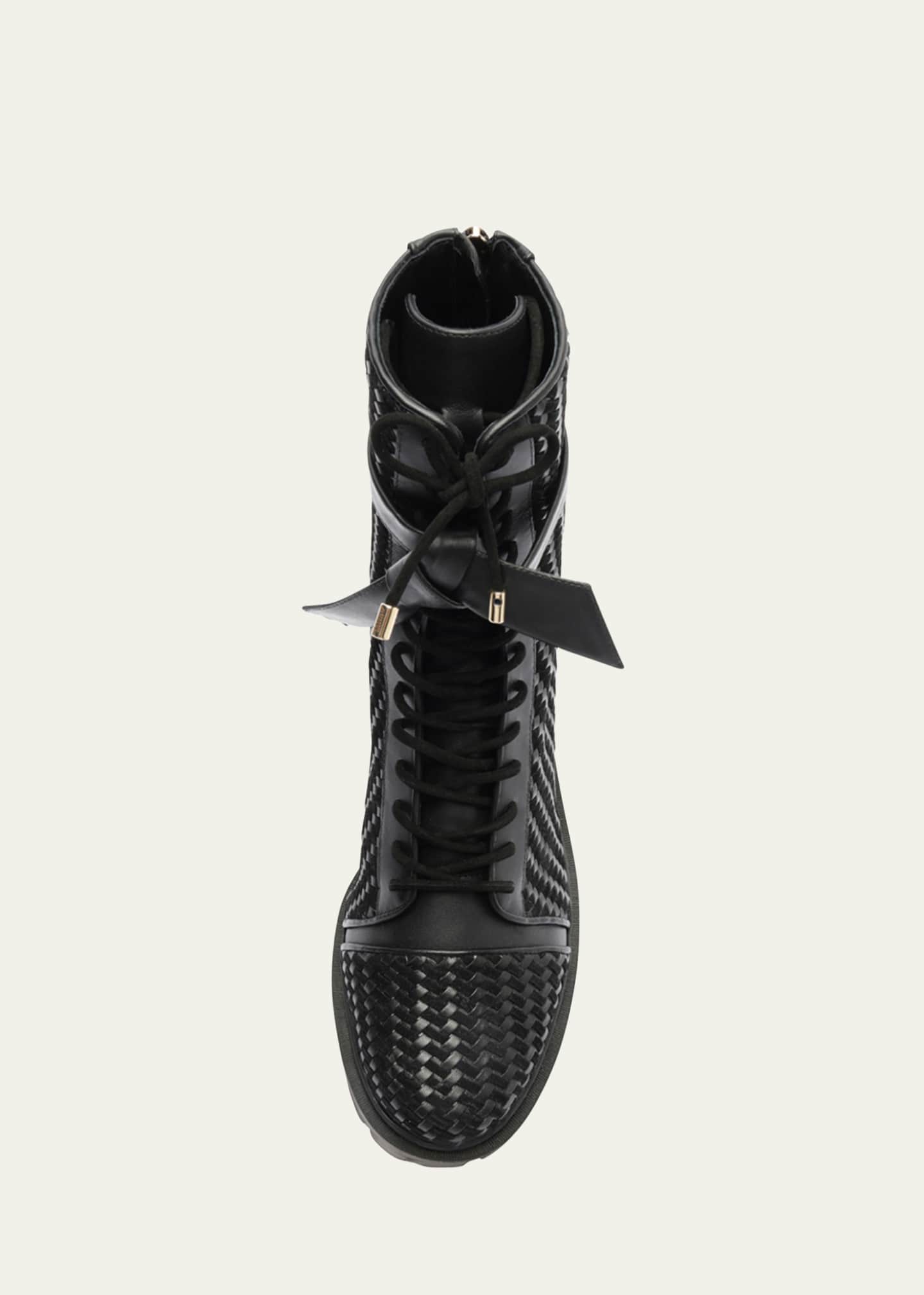 Alexandre Birman Tresse Leather Combat Booties - Bergdorf Goodman