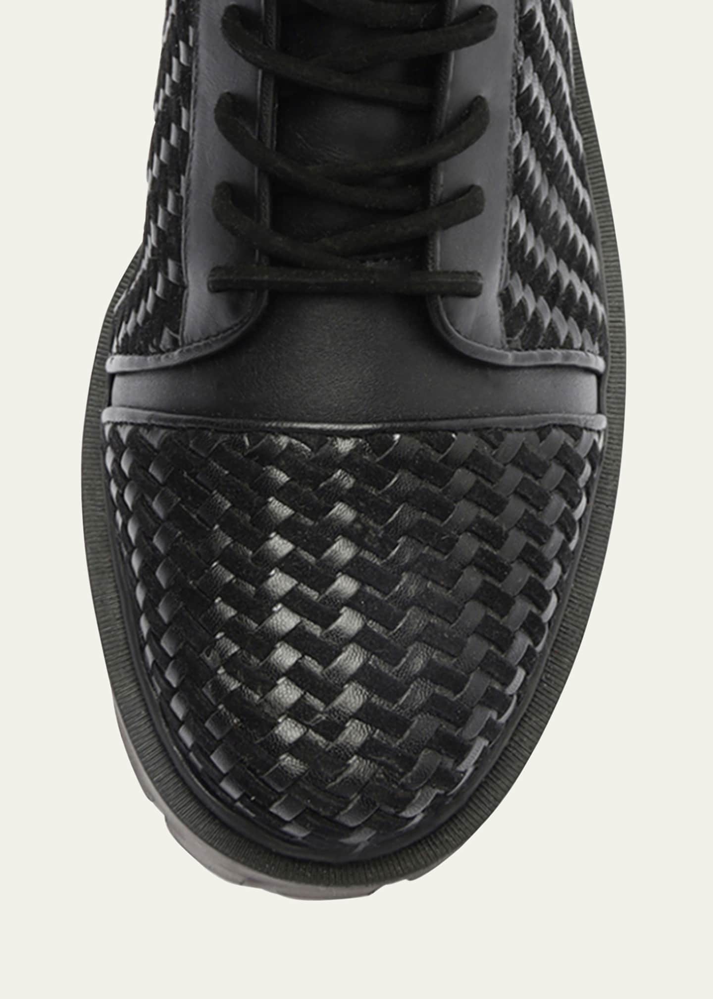 Alexandre Birman Tresse Leather Combat Booties - Bergdorf Goodman