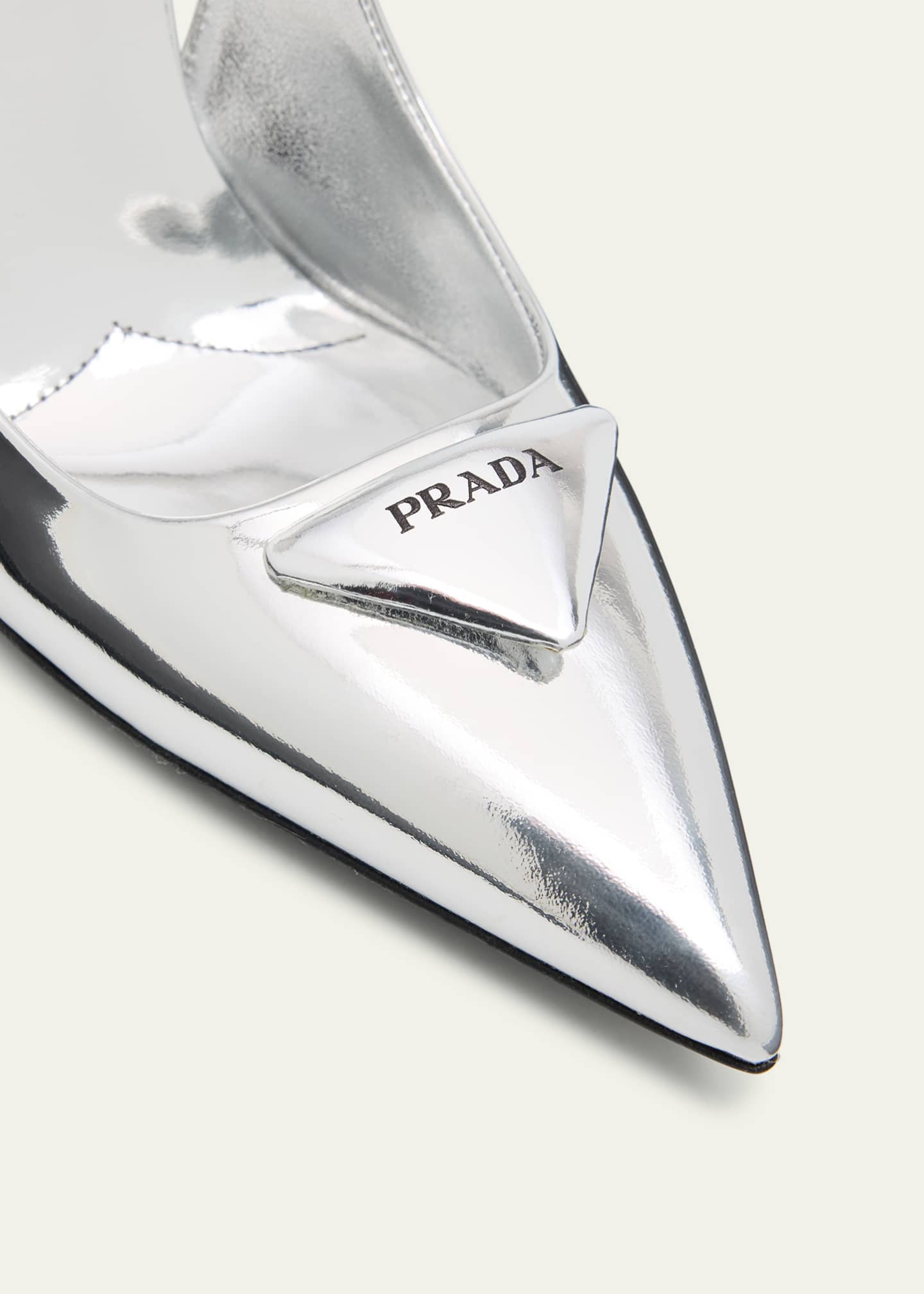 Prada Metallic Leather Padded Triangle Slingback Pumps - Bergdorf Goodman
