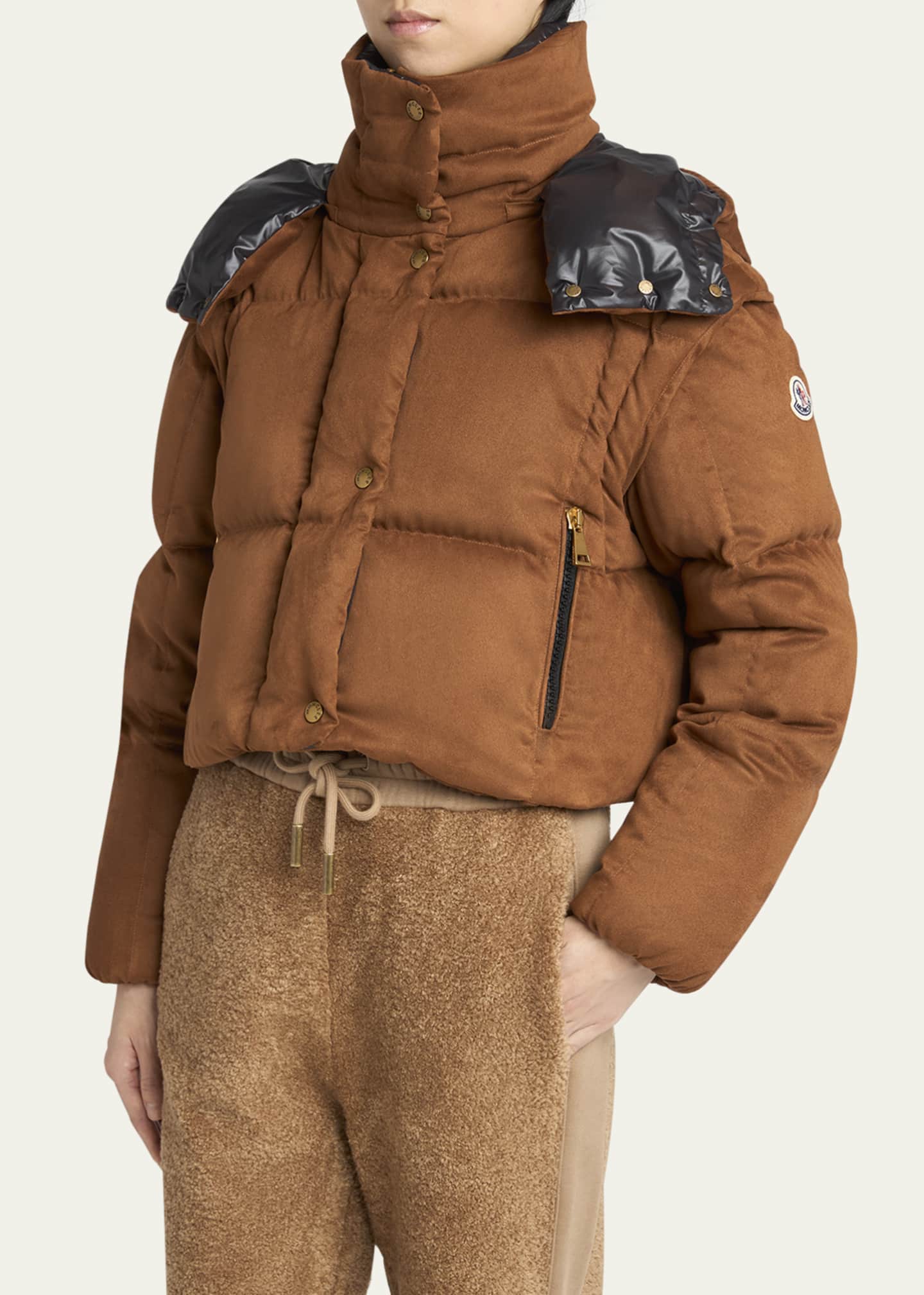 Moncler Paterne Convertible Short Down Jacket with Detachable Hood ...