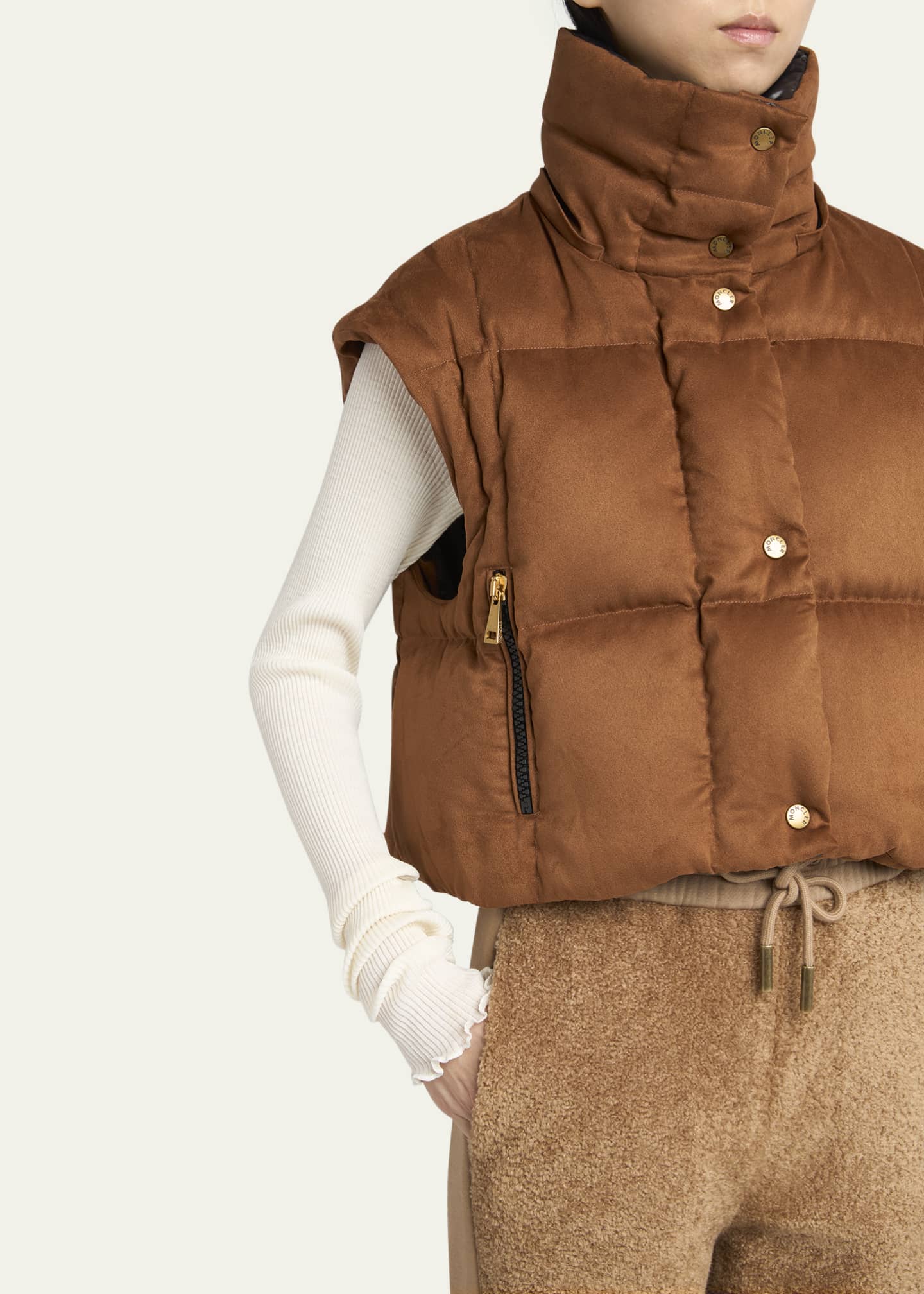 Moncler Paterne Convertible Short Down Jacket with Detachable Hood ...