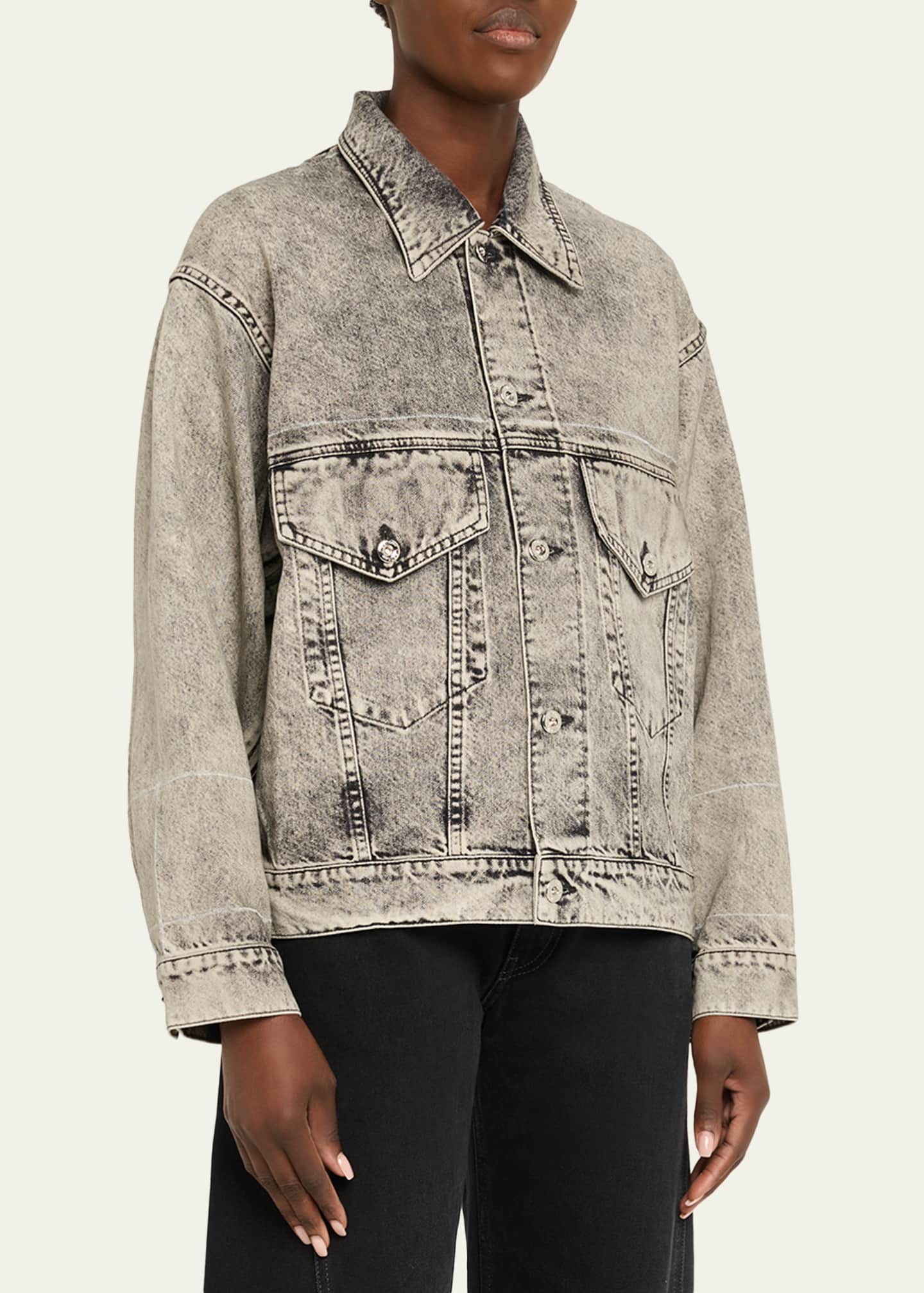 SETCHU Ruche Washed Denim Jacket - Bergdorf Goodman