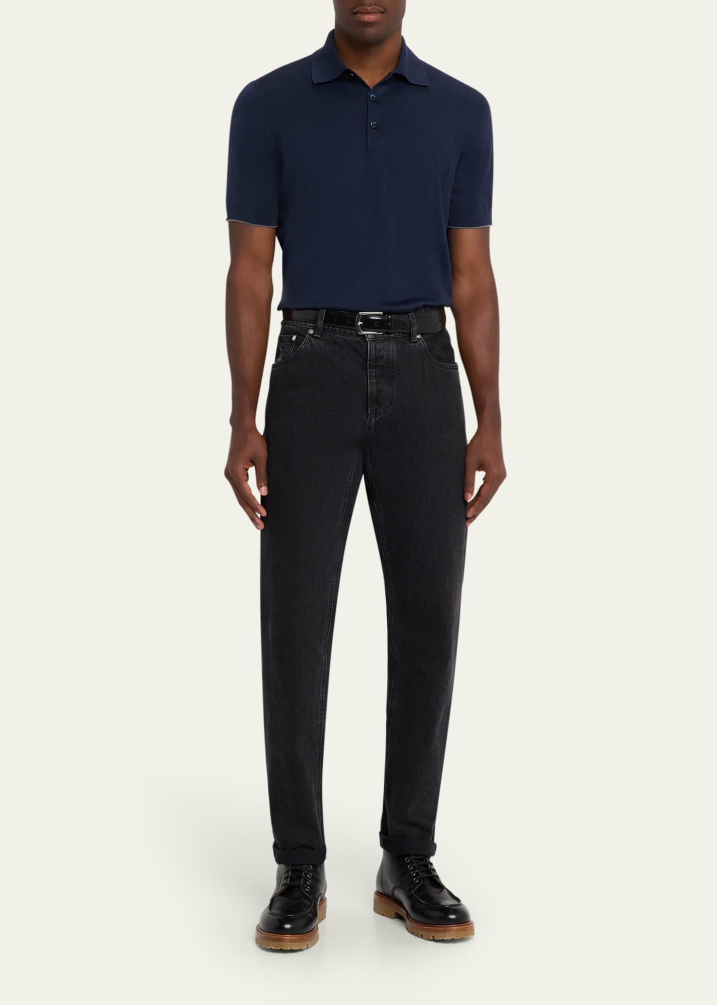 Brunello Cucinelli Men's Cotton Knit Polo Shirt - Bergdorf Goodman