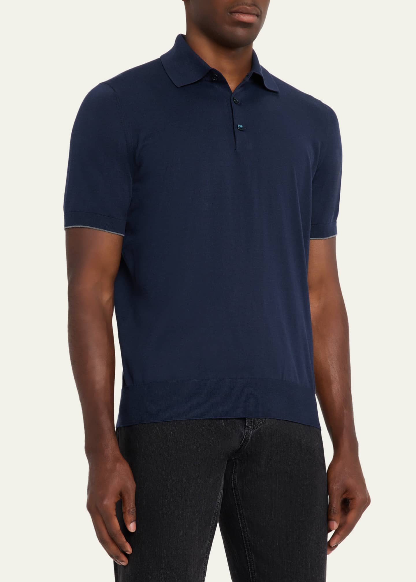 Brunello Cucinelli Men's Cotton Knit Polo Shirt - Bergdorf Goodman