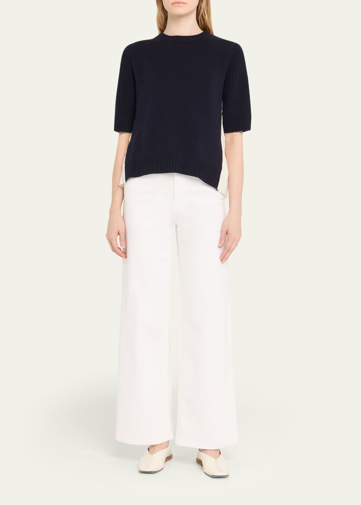 Sea Mallory Short-Sleeve Combo Sweater - Bergdorf Goodman
