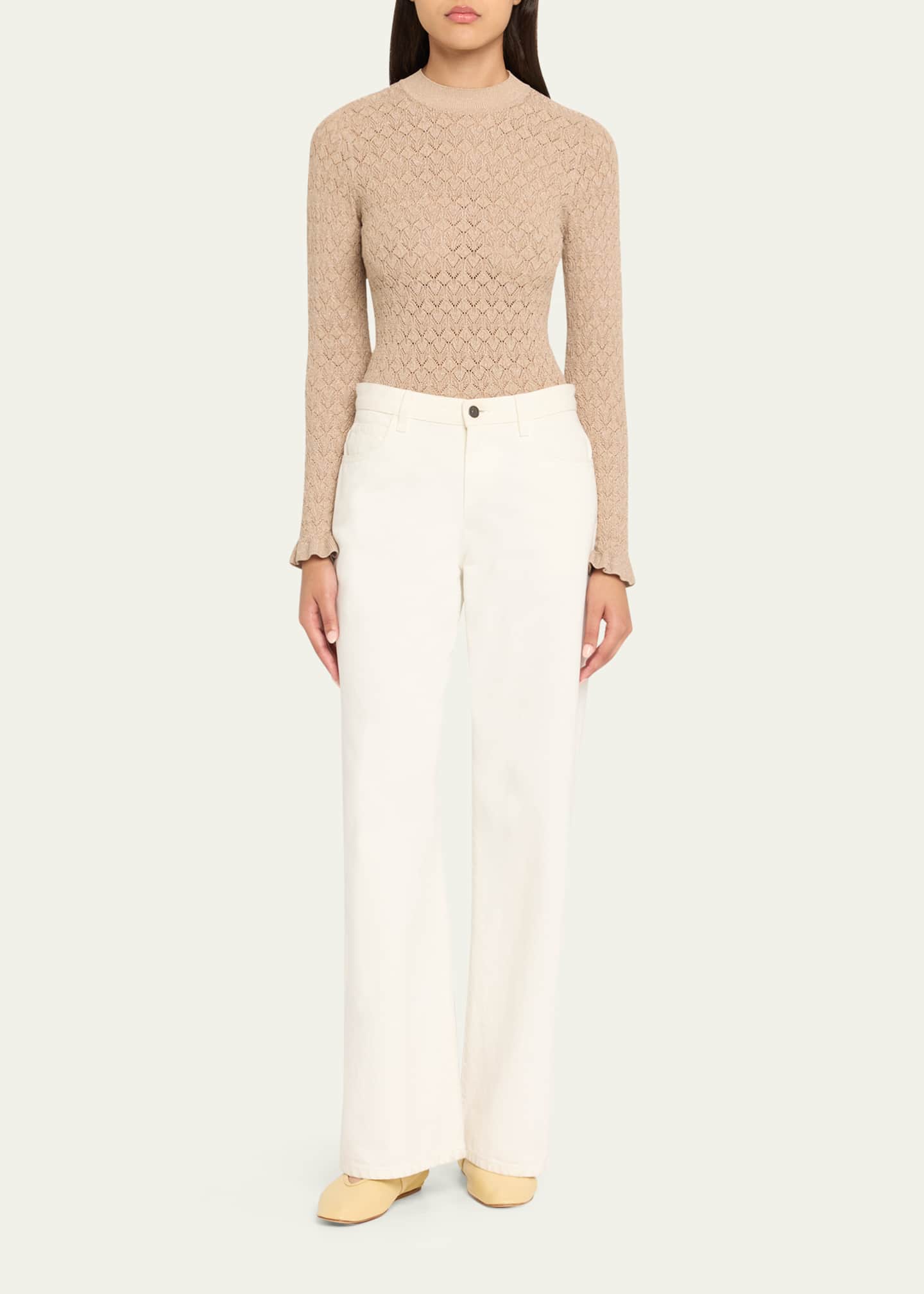 Sea Ruby Crewneck Pointelle Knit Sweater - Bergdorf Goodman