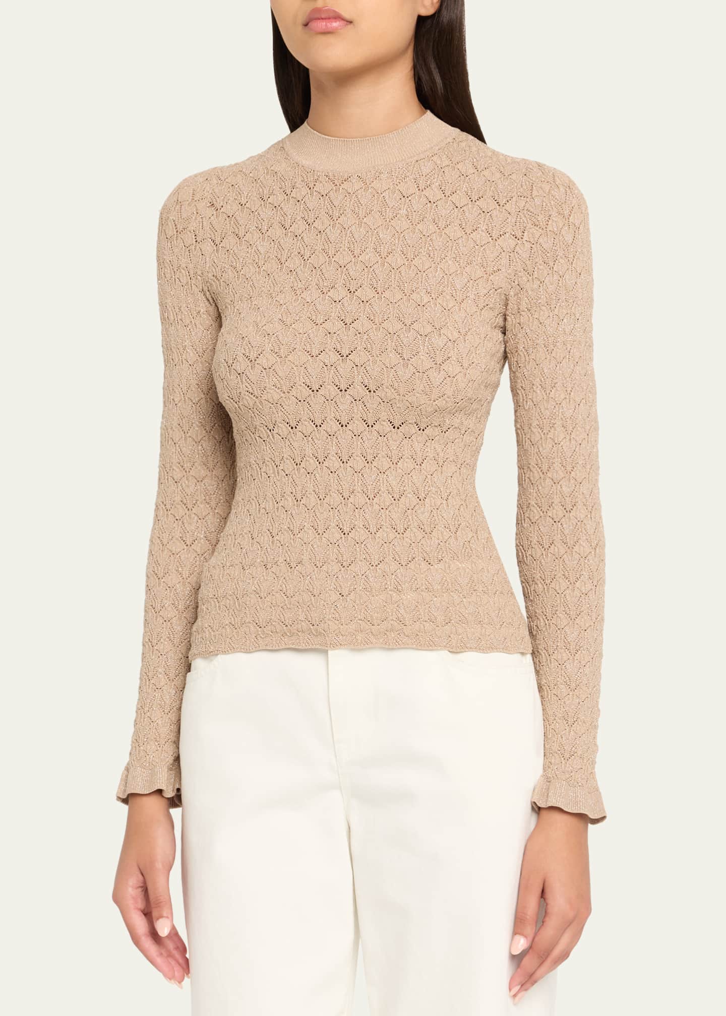 Sea Ruby Crewneck Pointelle Knit Sweater - Bergdorf Goodman
