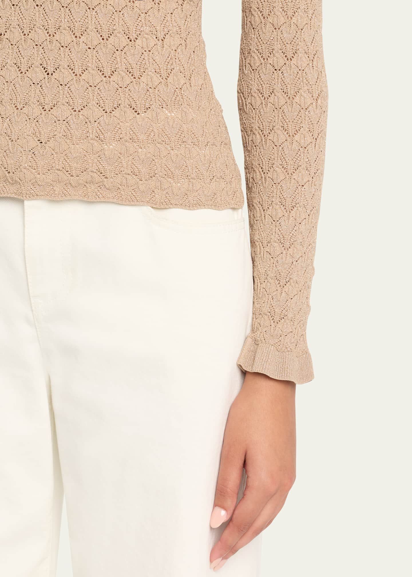 Sea Ruby Crewneck Pointelle Knit Sweater - Bergdorf Goodman