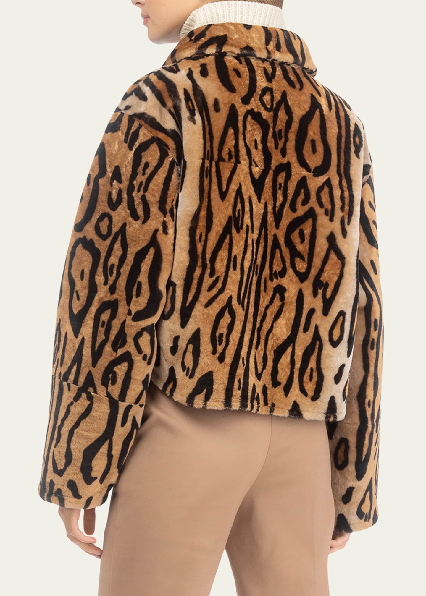 Gorski Ocelot-Print Shearling Lamb Zip Jacket - Bergdorf Goodman