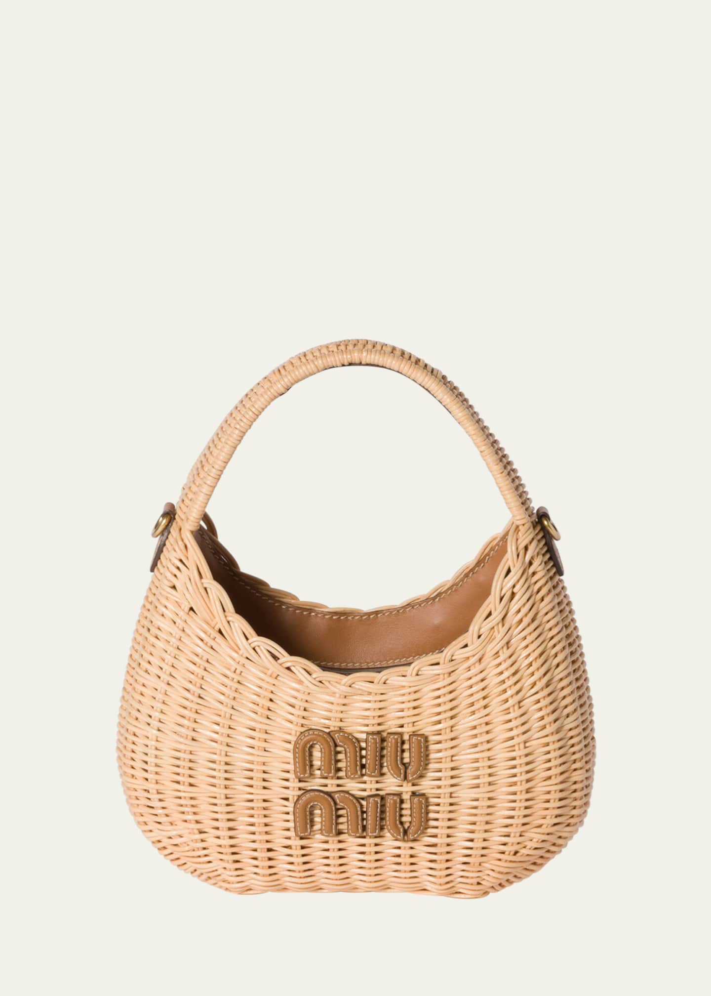 Miu Miu Wander Woven Rattan Top-Handle Bag - Bergdorf Goodman