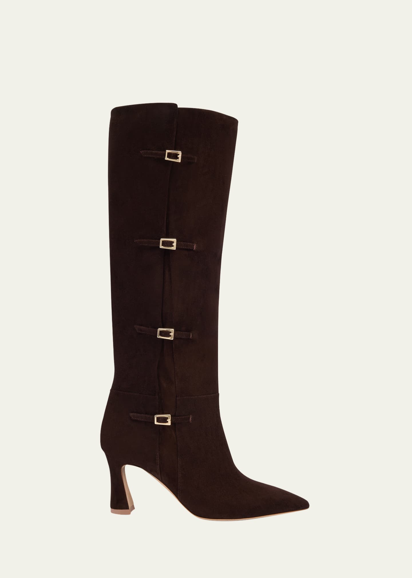 Malone Souliers Nolan Suede Quad-Buckle Knee Boots - Bergdorf Goodman