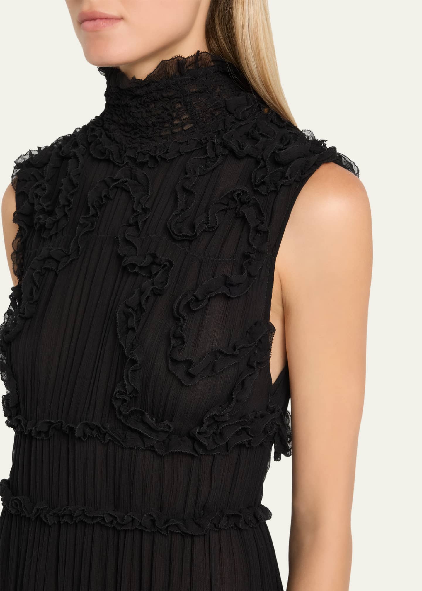 Ulla Johnson Verona Smocked Silk Turtleneck Gown - Bergdorf Goodman